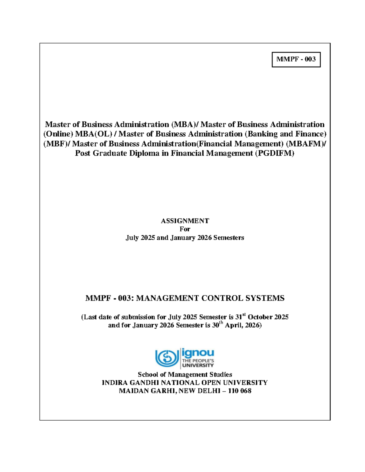 MMPF 003: Easy Revision Notes for Management Control Systems - Studocu