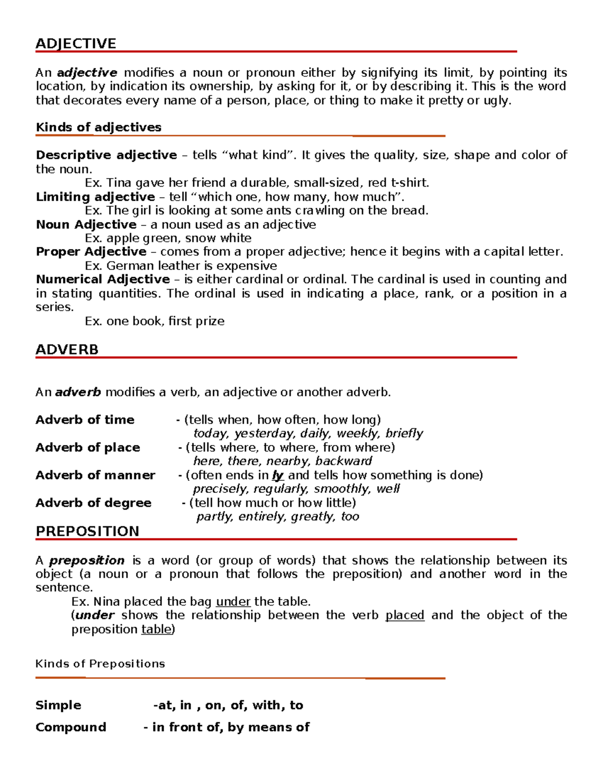 ENG101: Adjectives, Adverbs, Conjunctions, and Prepositions Overview ...