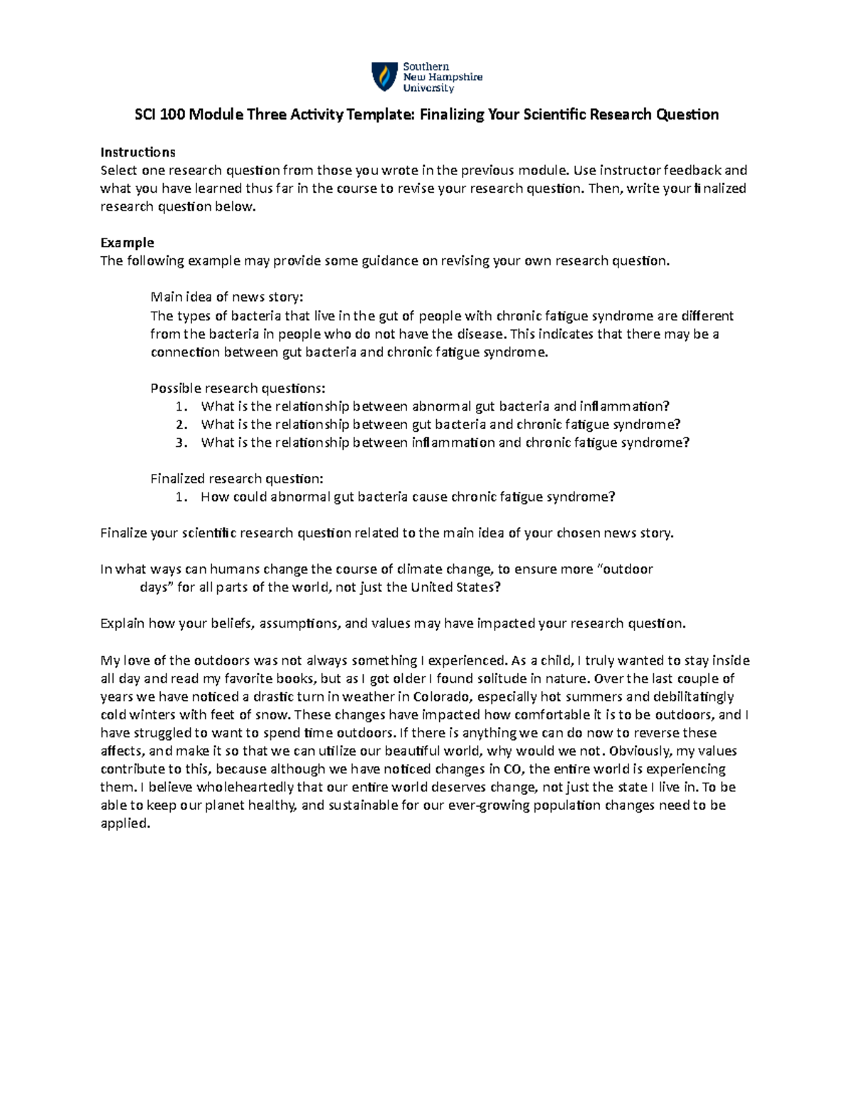 SCI 100 Module Three Activity - SCI 100 Module Three Ac 2 vity Template ...