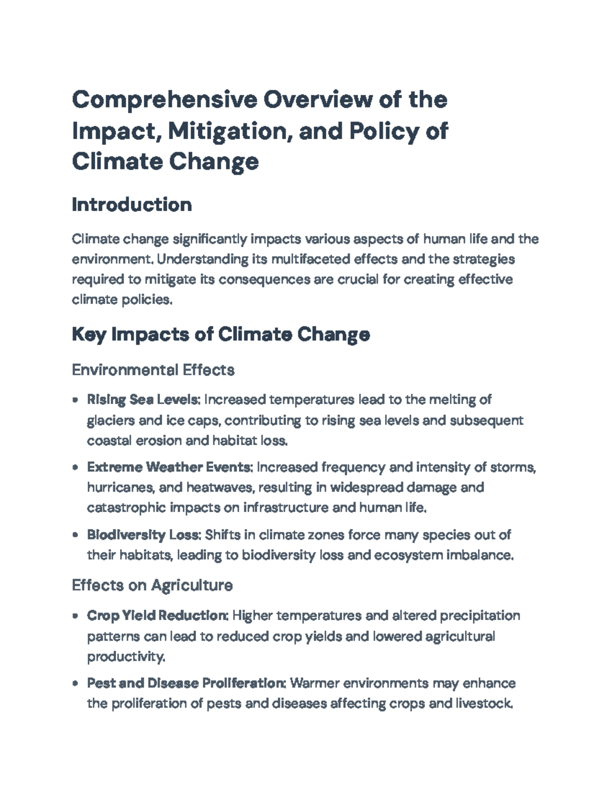 Climate Change 101: Impacts, Mitigation Strategies & Policy Analysis ...
