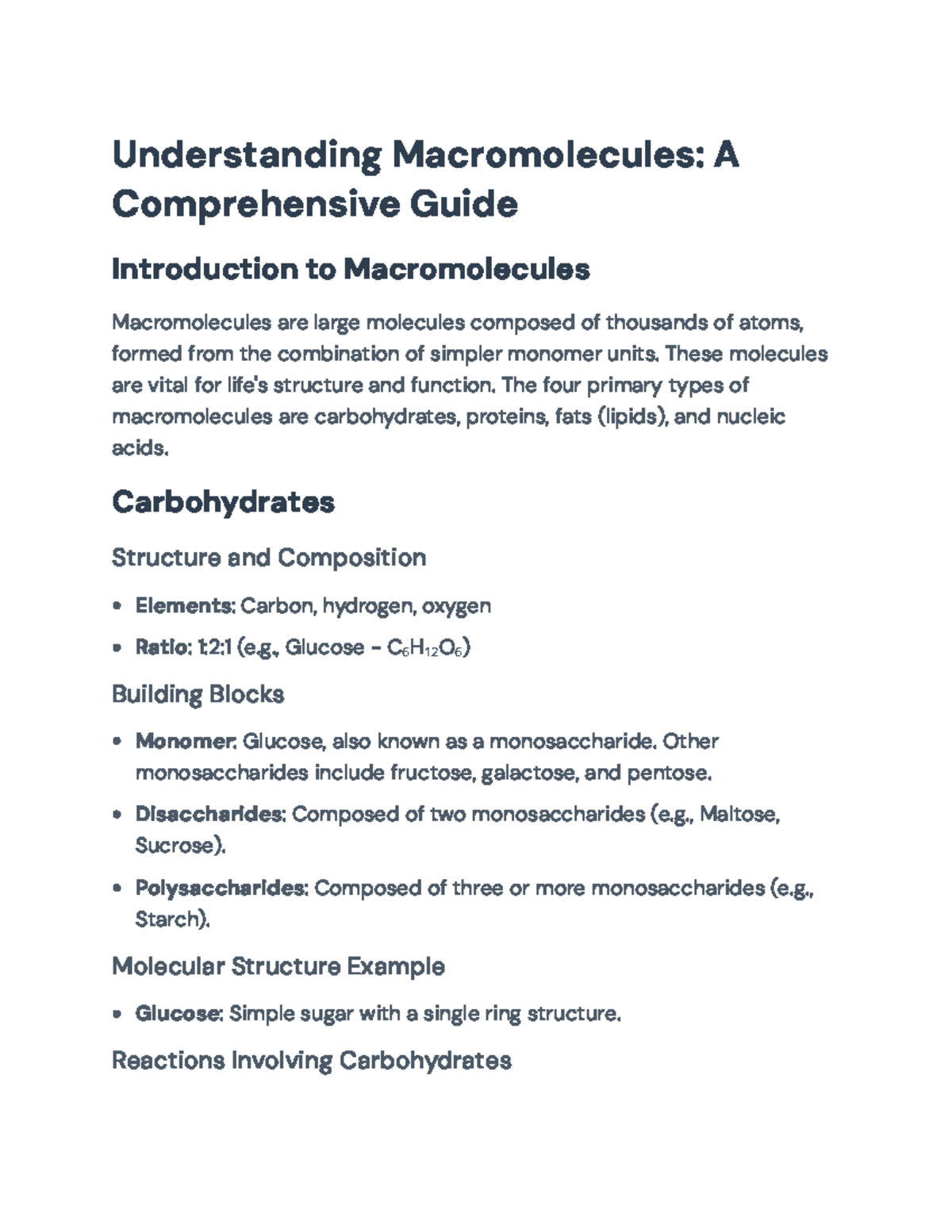 Understanding Macromolecules: A Comprehensive Guide (Biology 101 ...