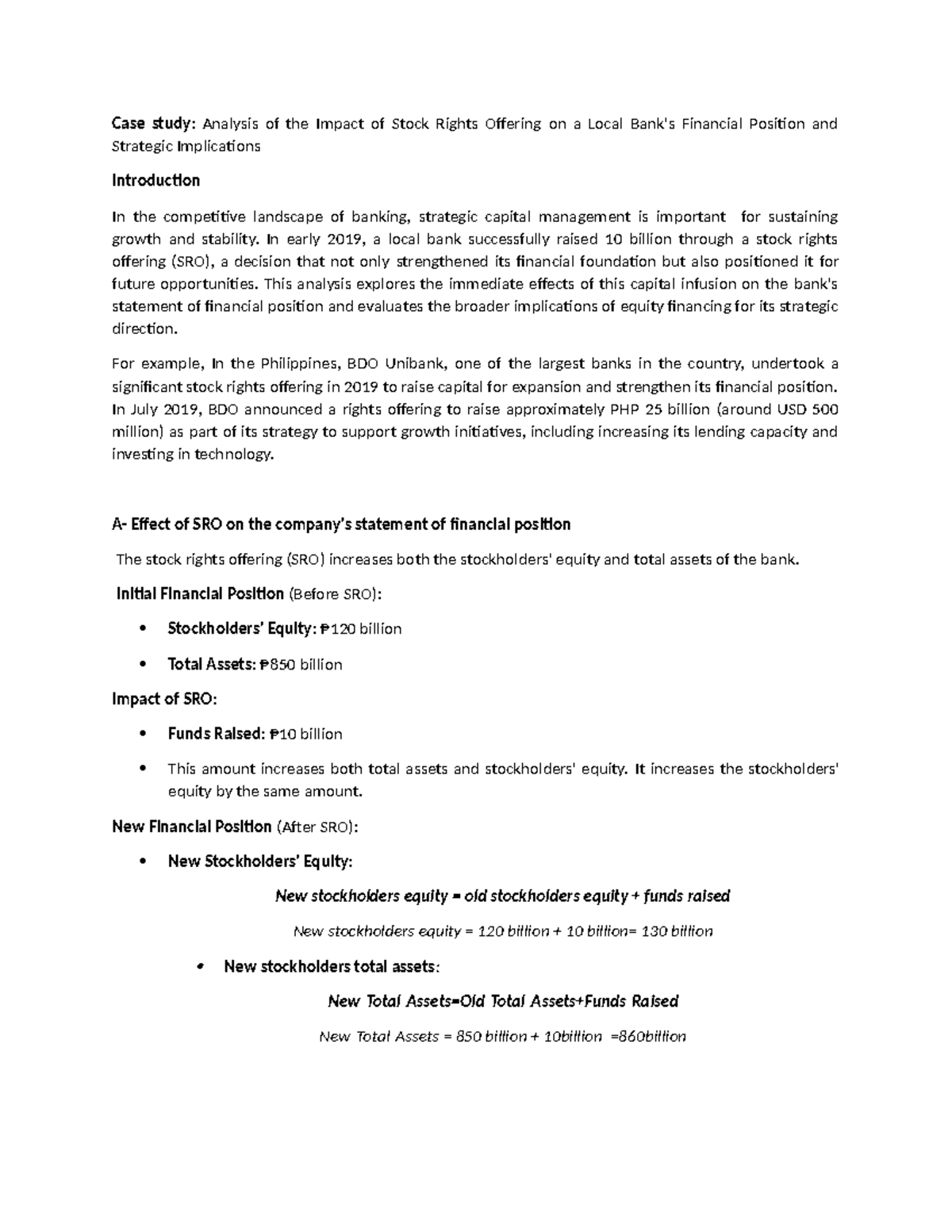 Case study - more details - Case study: Analysis of the Impact of Stock ...
