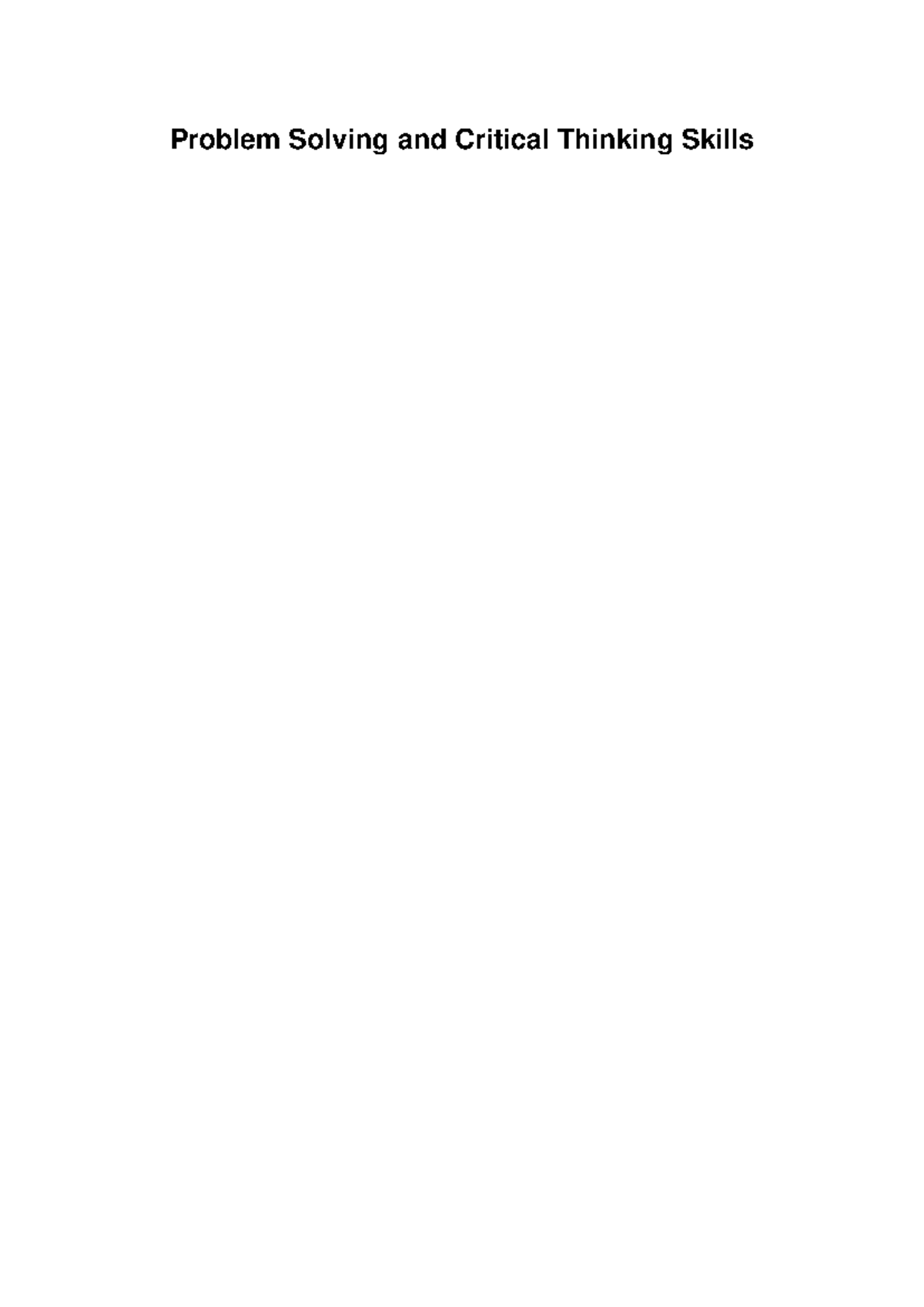 Problem Solving & Critical Thinking Skills: Understanding Issues - Studocu