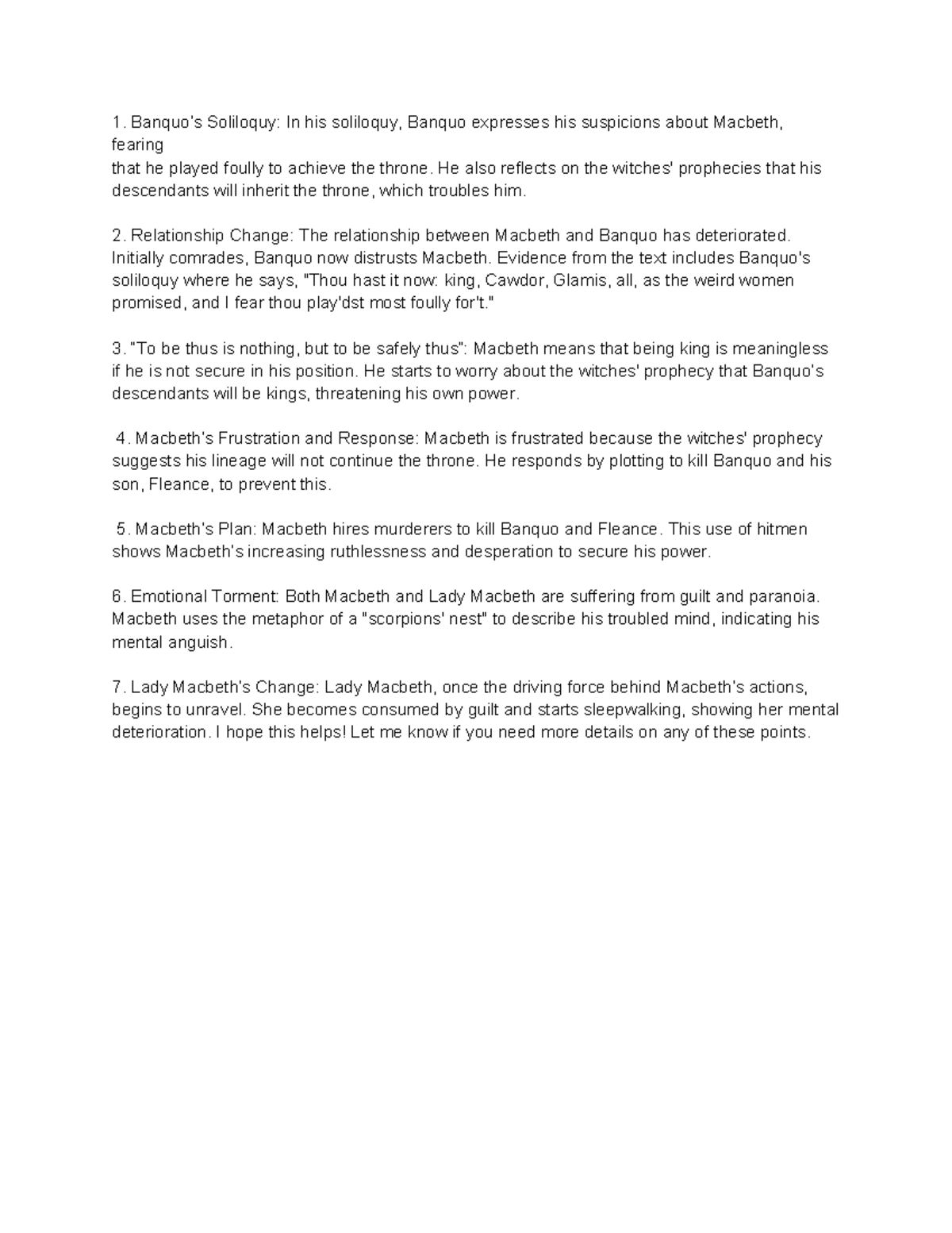 Macbeth Analysis: Banquo's Role & Macbeth's Downfall Insights - Studocu