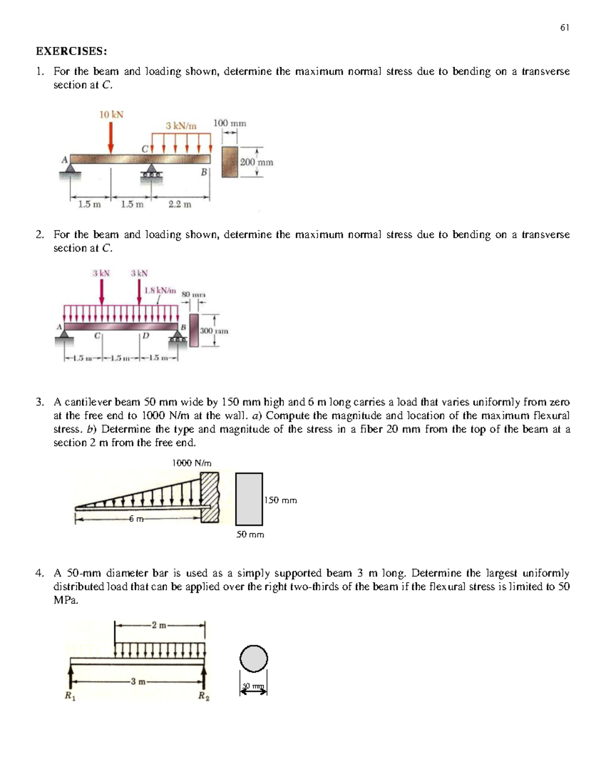 ES 3-61-63: Maximum Normal Stress Calculations for Beams - Studocu