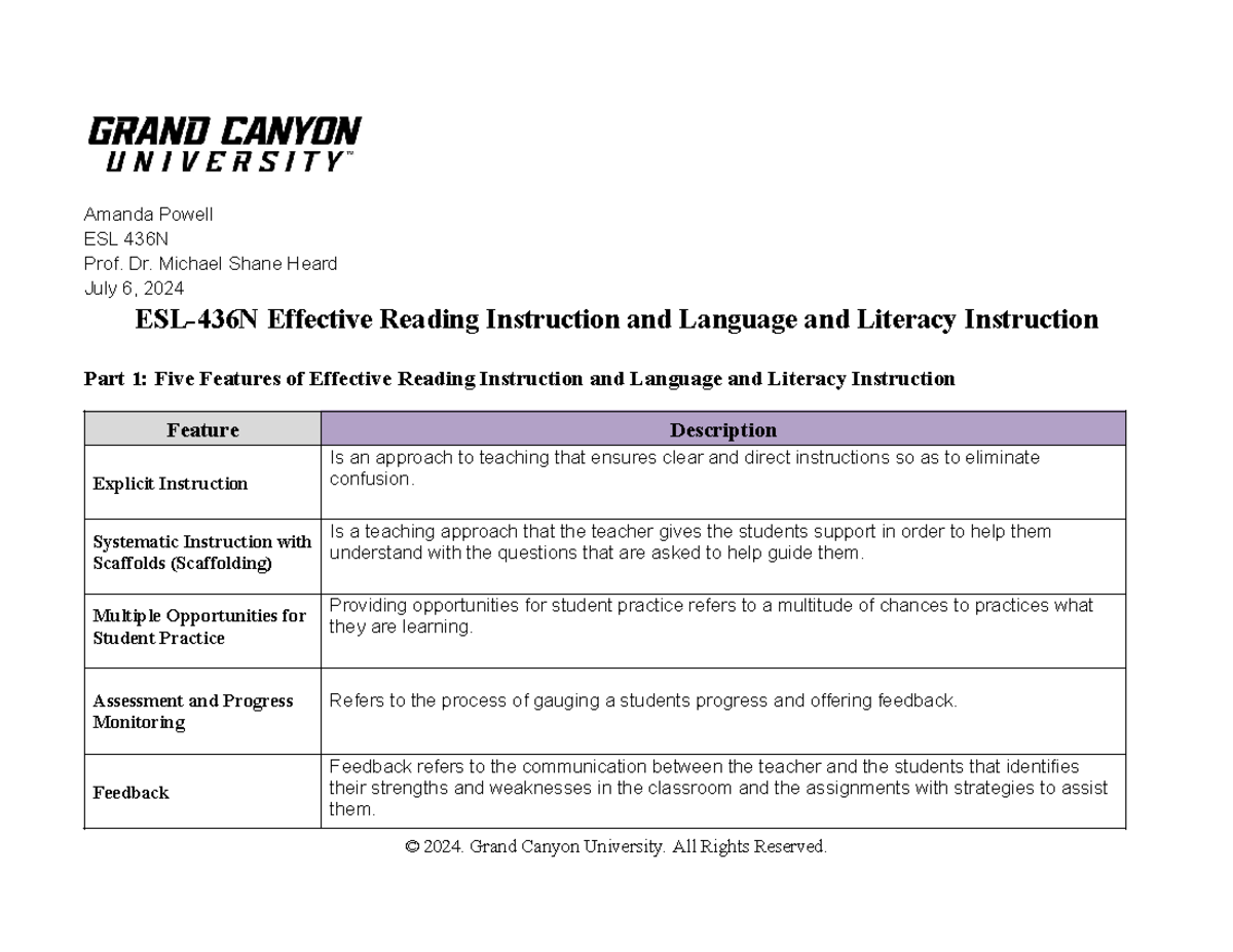 ESL-436N Effective Reading & Literacy Instruction Techniques - Studocu
