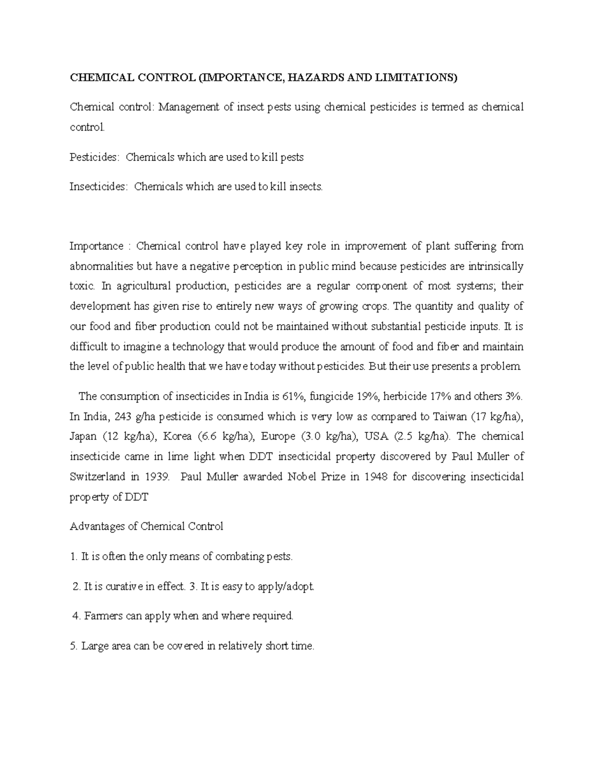 Chemical Control (Importance, Hazards, Limitations & Classifications ...