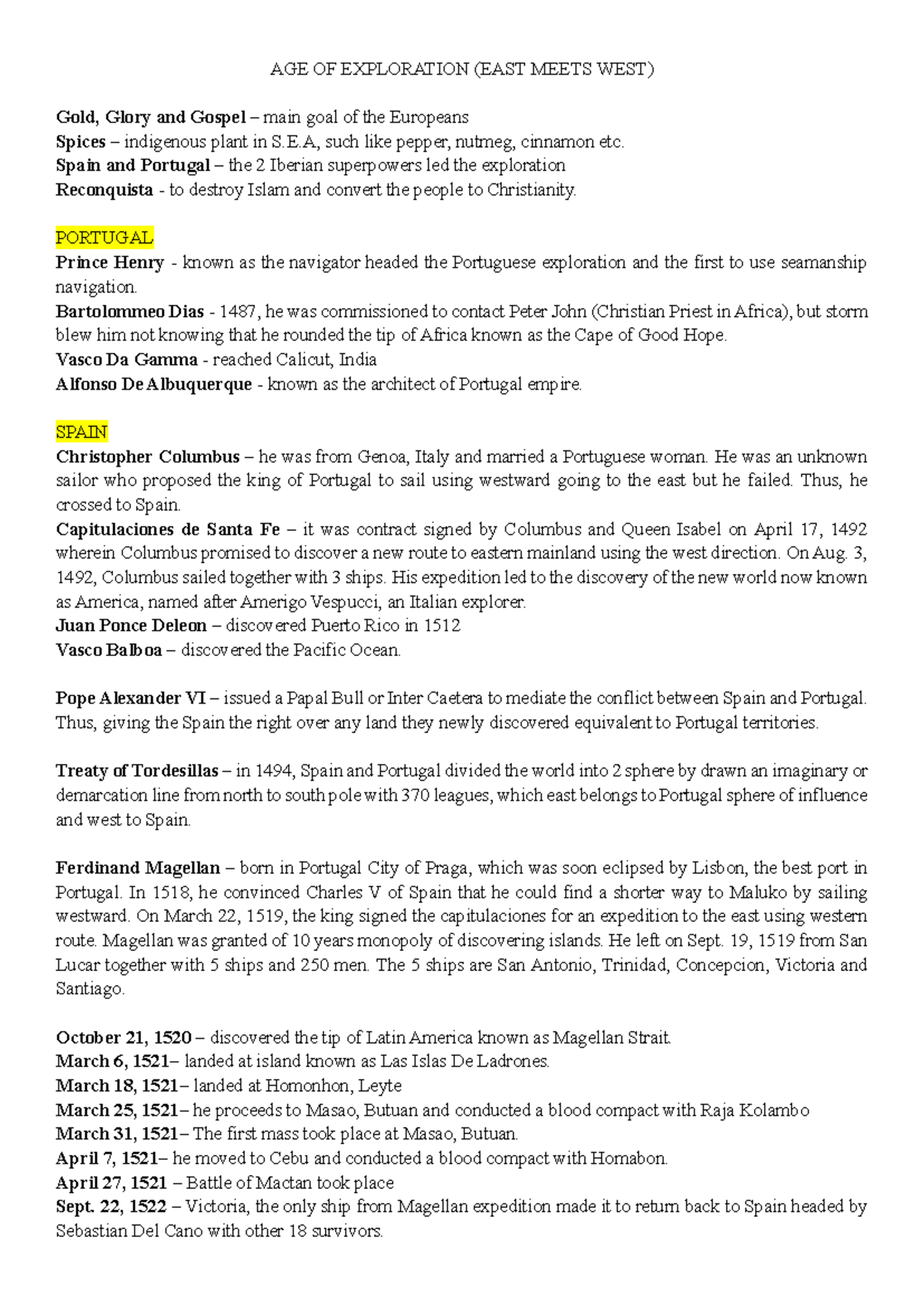 AGE OF EXPLORATION (HIST 101): Gold, Glory, and Gospel in S.E.A. - Studocu