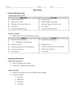 2-7 Amoeba Sisters Video: Mitosis vs. Meiosis Comparison Guide - Studocu
