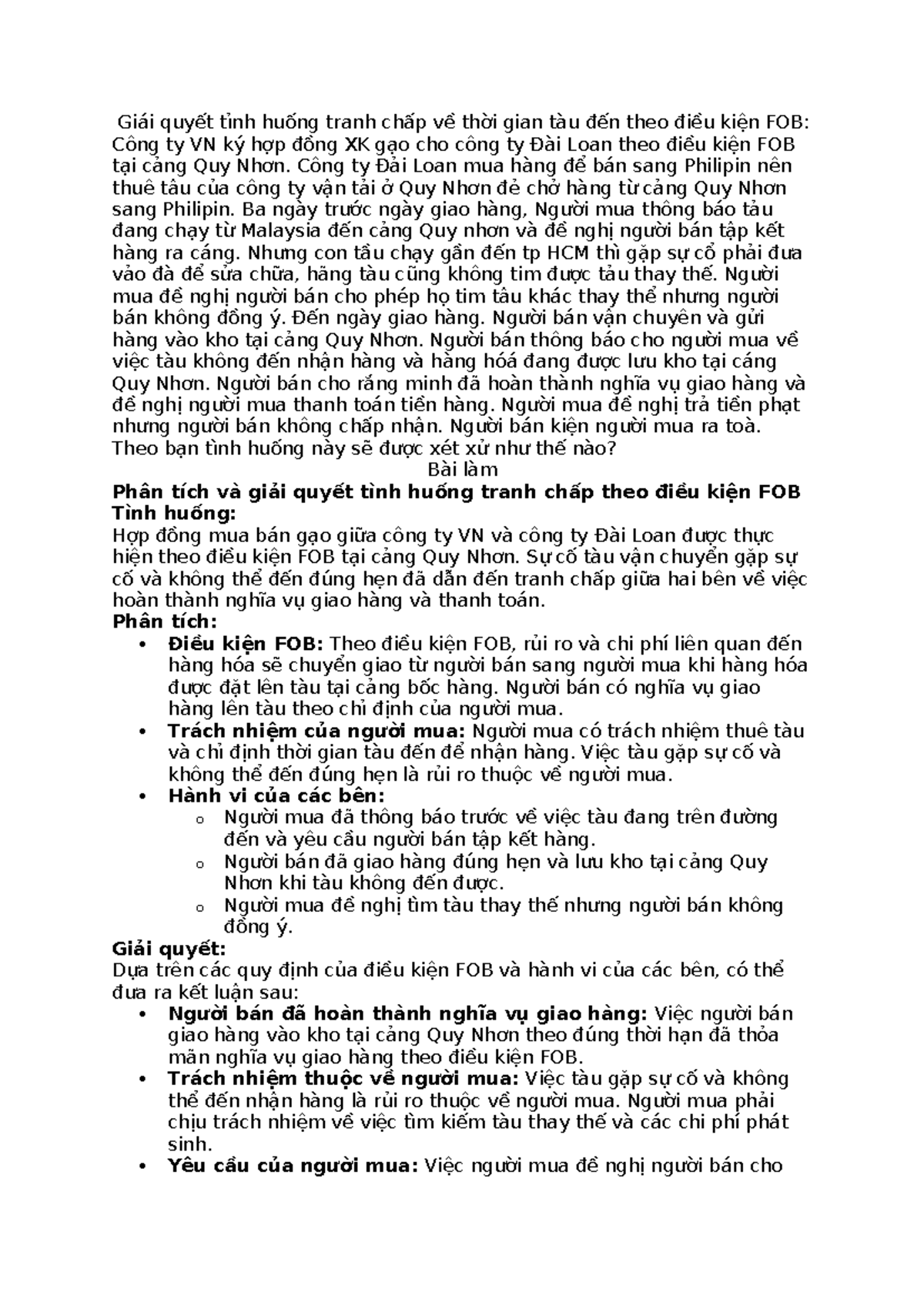 Mục 3 CD2 - ề sdfds ghgfh - Giái quyết tỉnh huống tranh chấp về thời gian tàu đến theo điều kiện ...