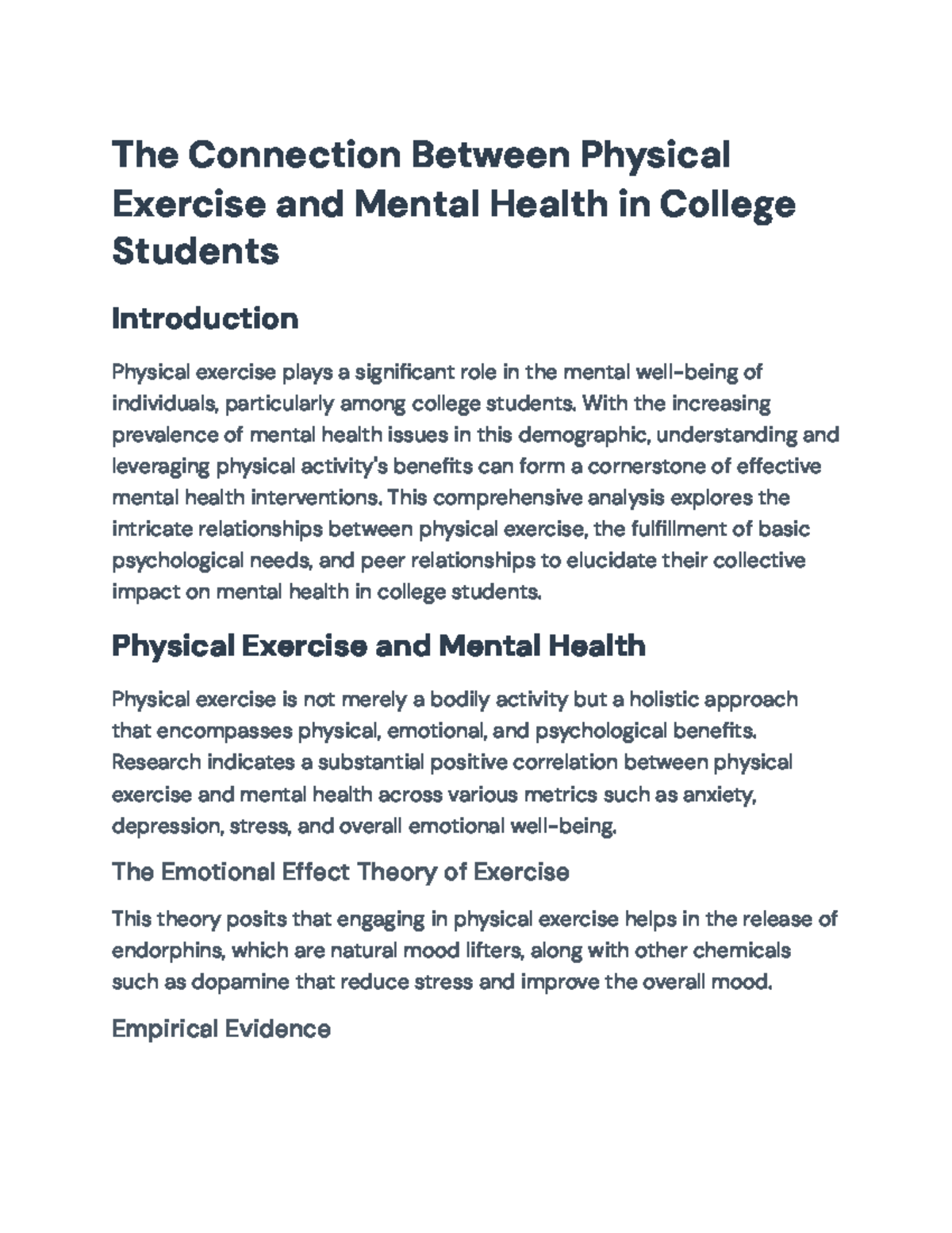 The Impact of Physical Exercise on Mental Health in College Students ...