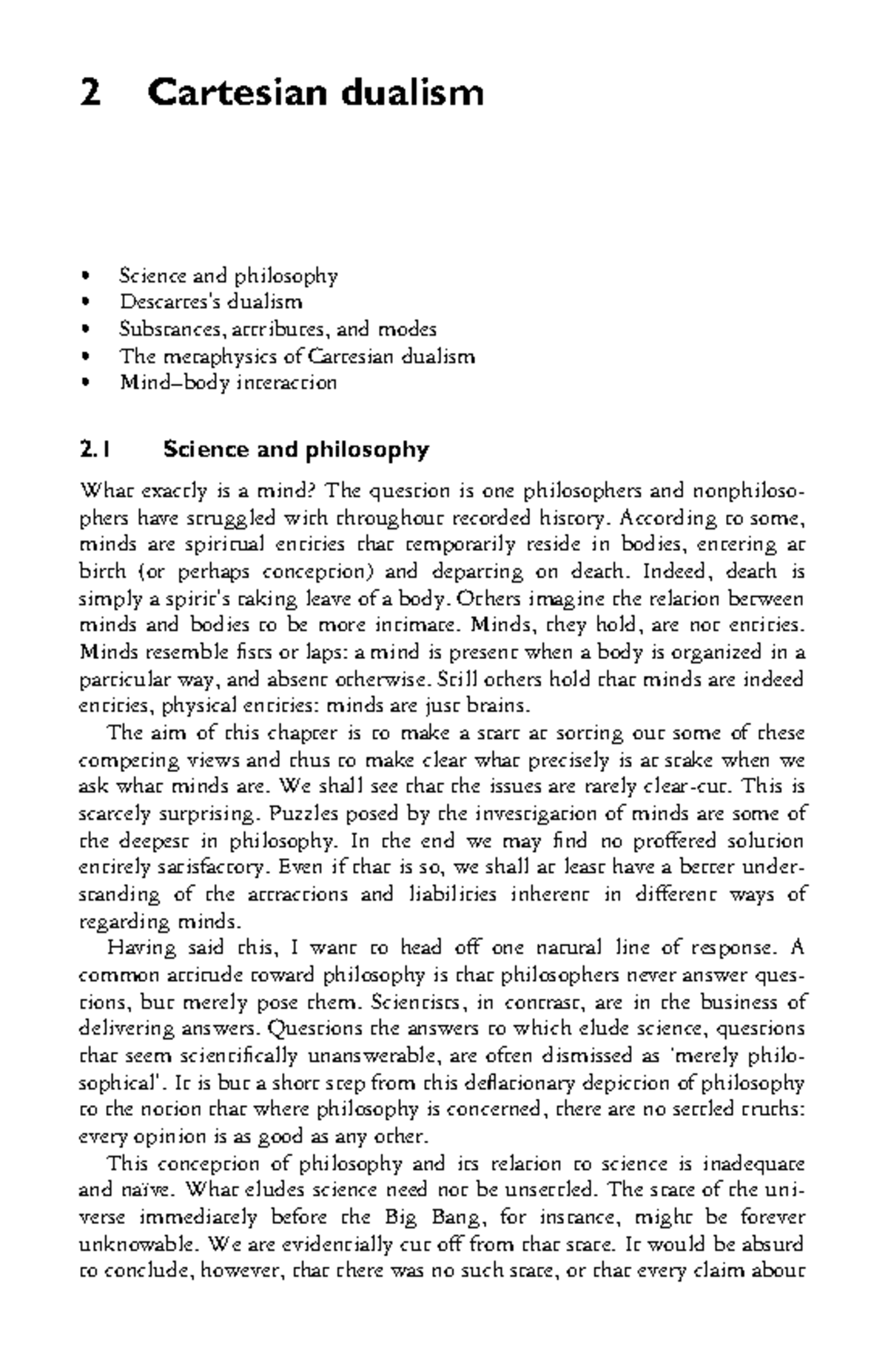 Descartes' dualism (Ref. John Heil) - Science and philosophy Descartes ...