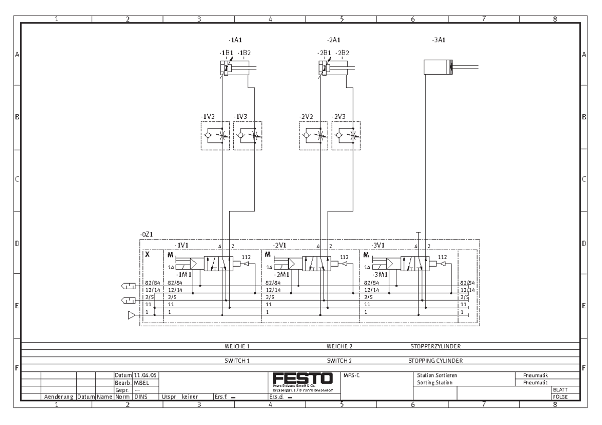 Pneumatic Circuit Diagram S - 8 7 6 5 4 3 2 1 1 A B C D E F A B C D E F ...