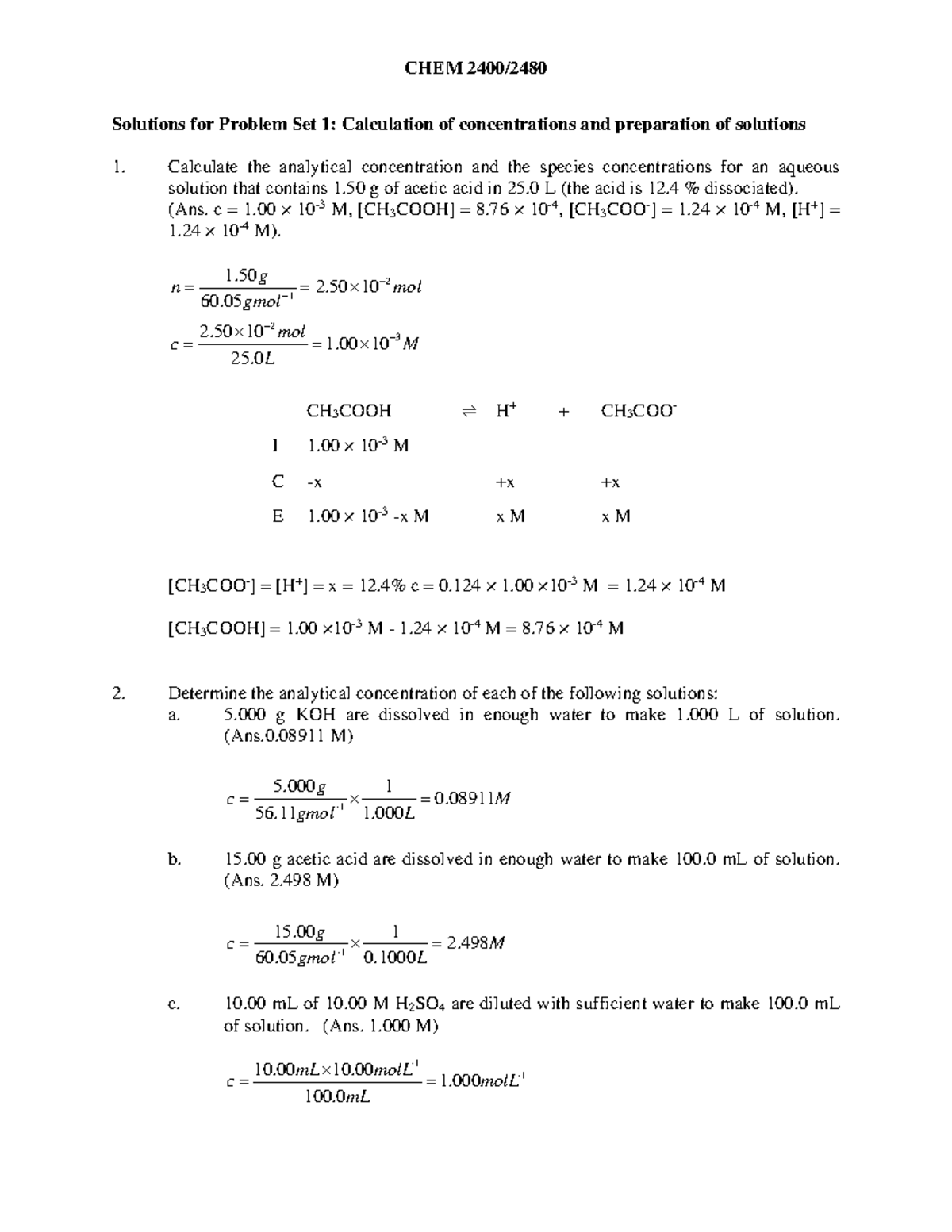 CHEM2480 Midterm Practice: Problem Set 1 Solutions - Studocu
