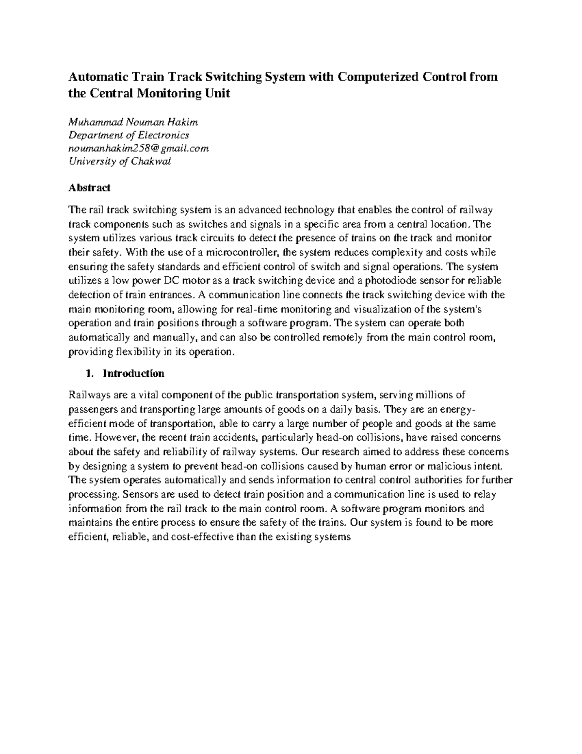 Automatic Train Track Switching System with Computerized Control from ...