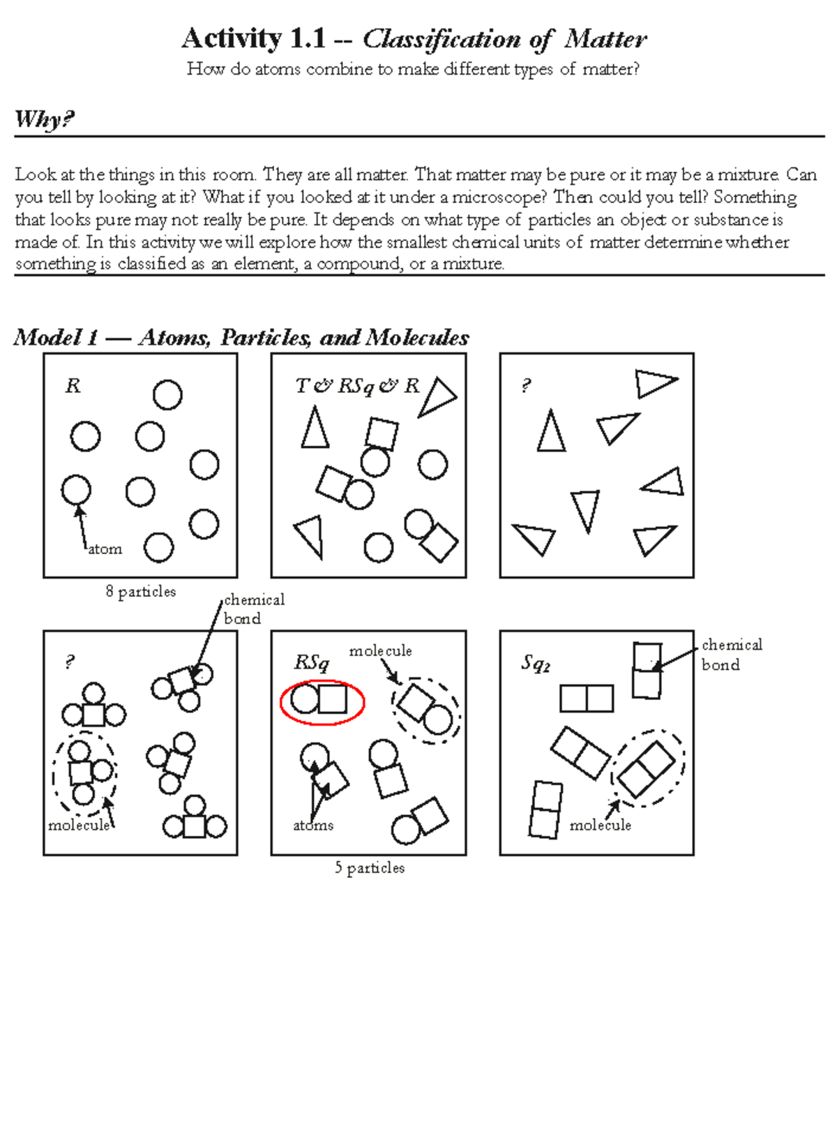 Chemistry 101 - Activity 1: Classification of Matter - Studocu