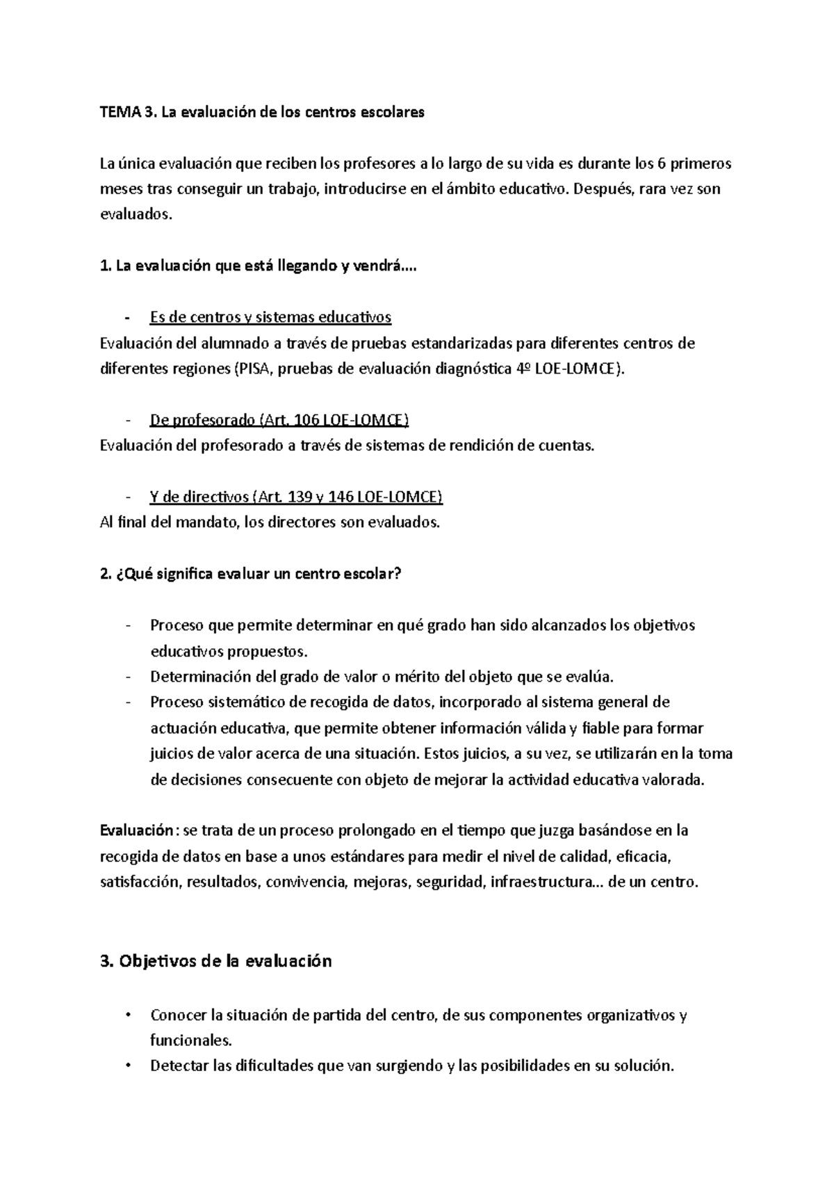 TEMA 3: Evaluación de Centros Escolares y Autocrítica Docente - Studocu