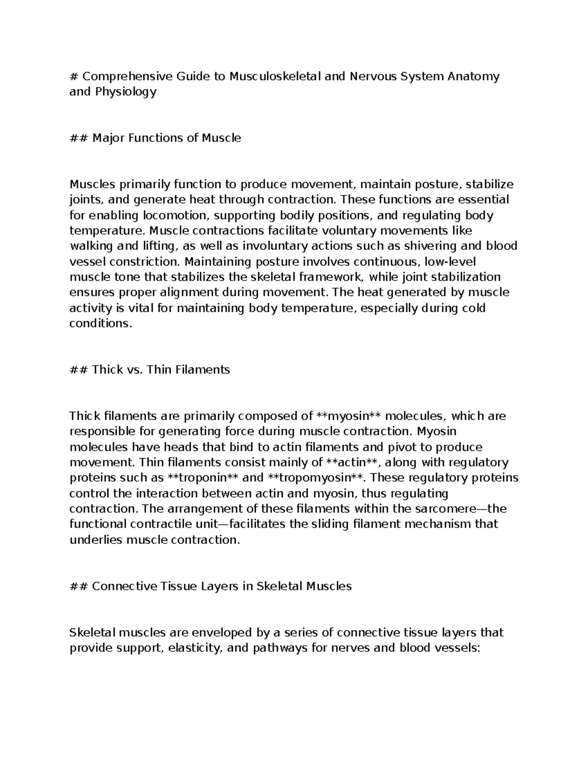 Comprehensive Guide to Musculoskeletal & Nervous System Anatomy (BIO ...