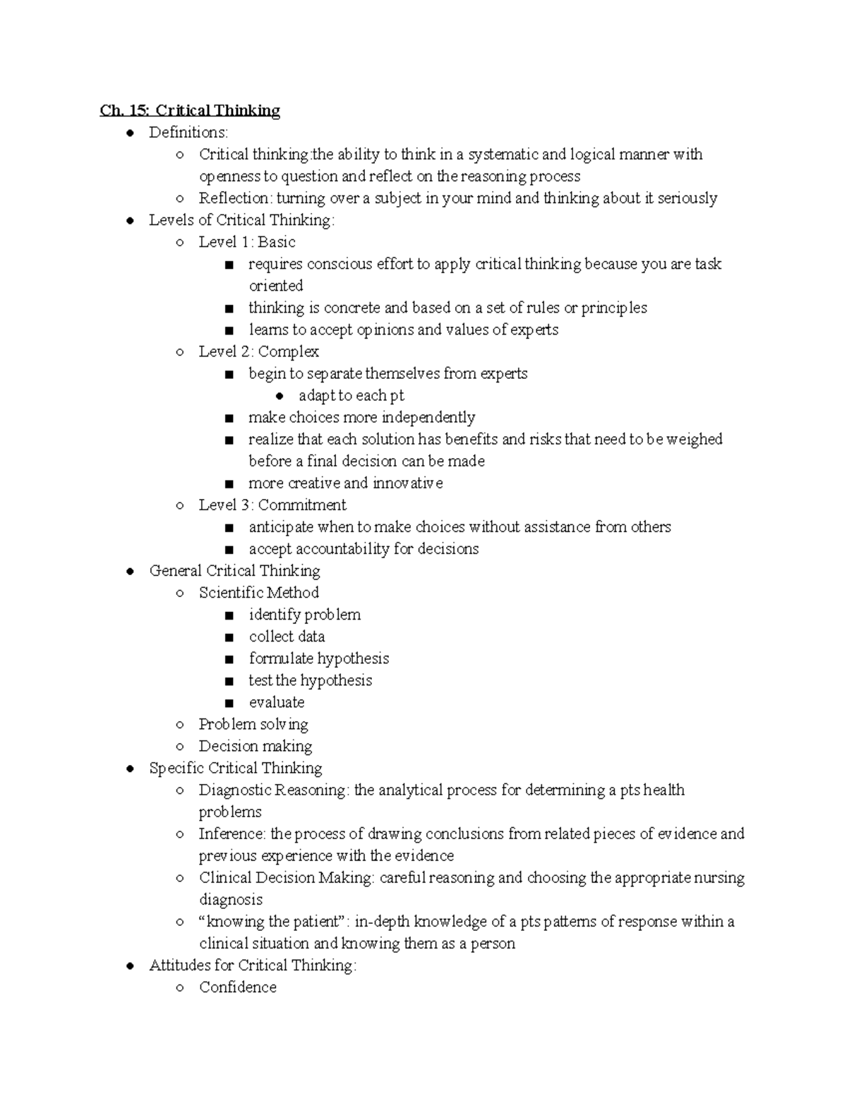 Chapter 15-Critical thinking - Ch. 15: Critical Thinking Definitions ...