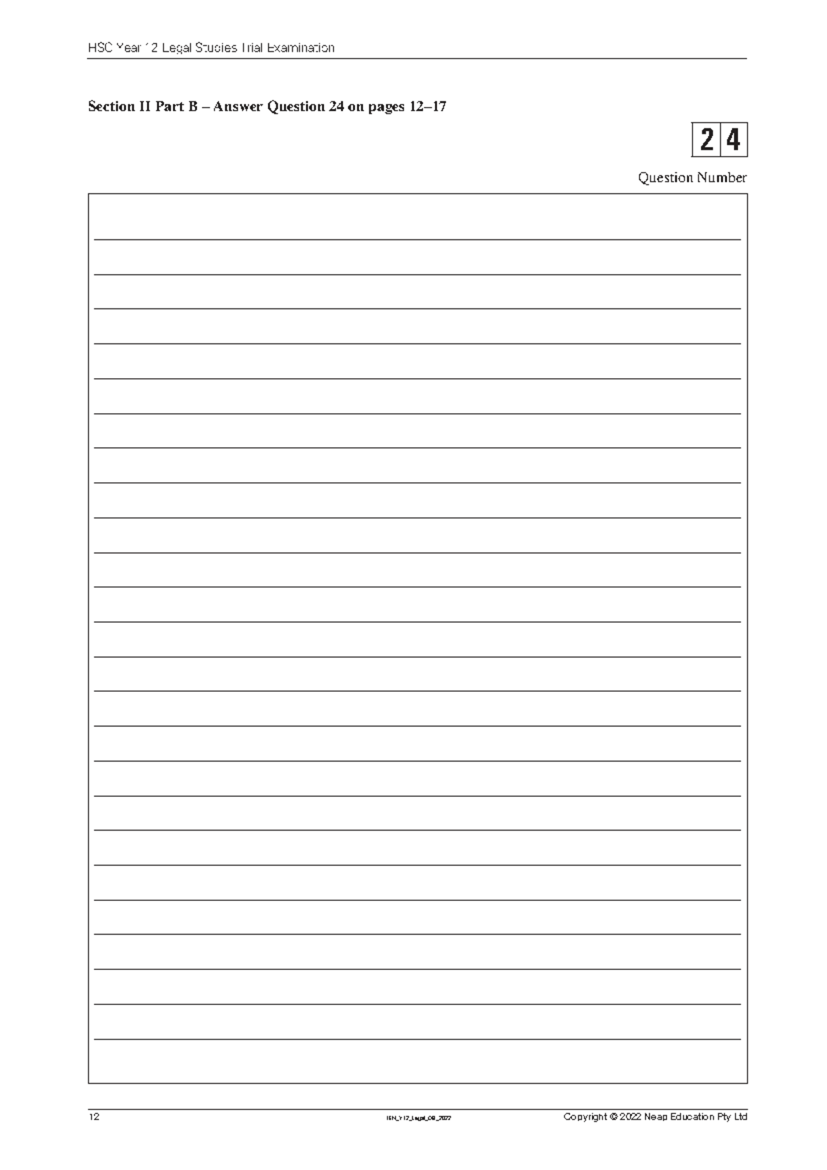HSC Year 12 Legal Studies Trial Exam Writing Booklet TEN_Y12_Legal_QB ...