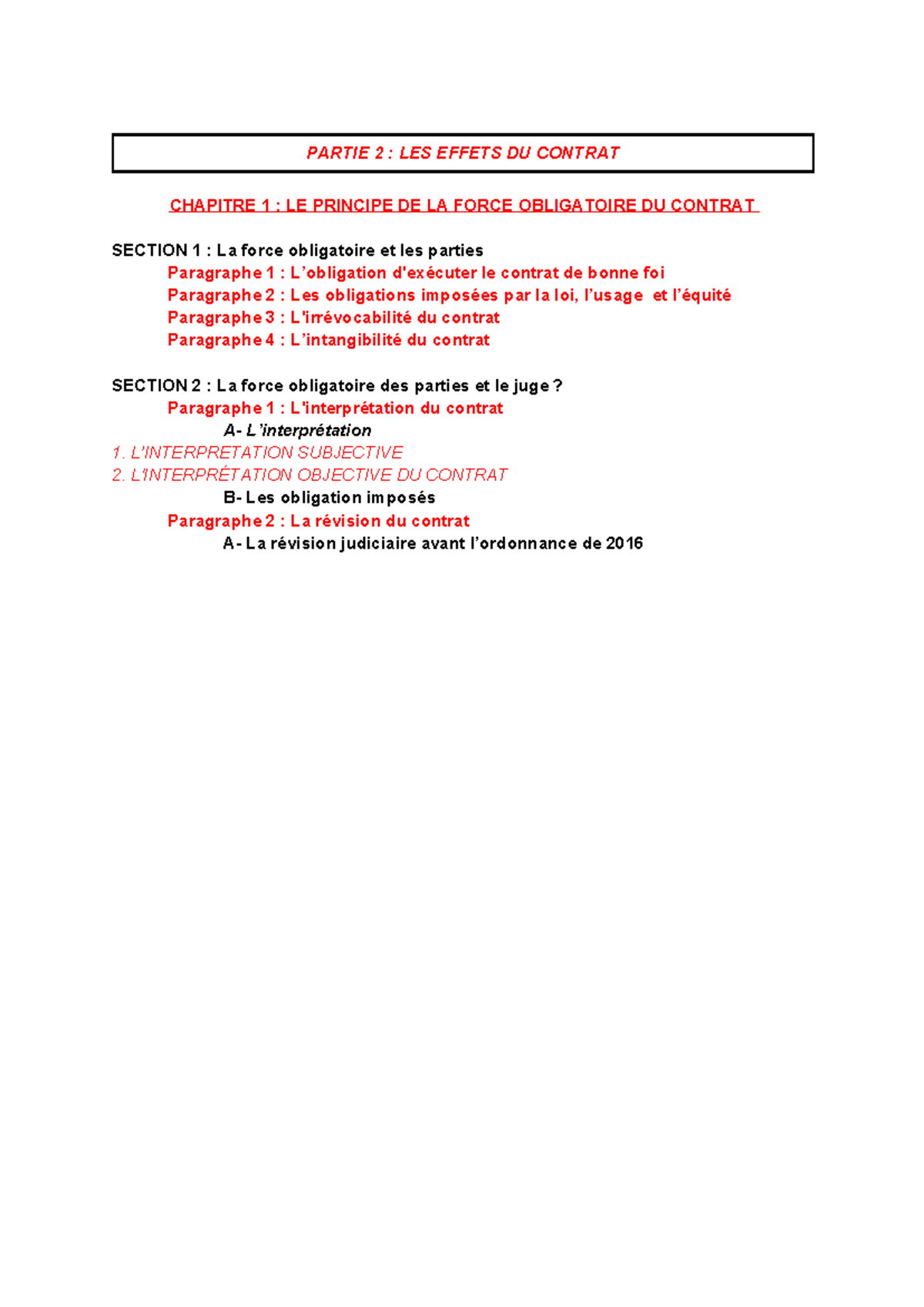 Partie 2 : Les Effets du Contrat - Chapitre 1 : Force Obligatoire et ...