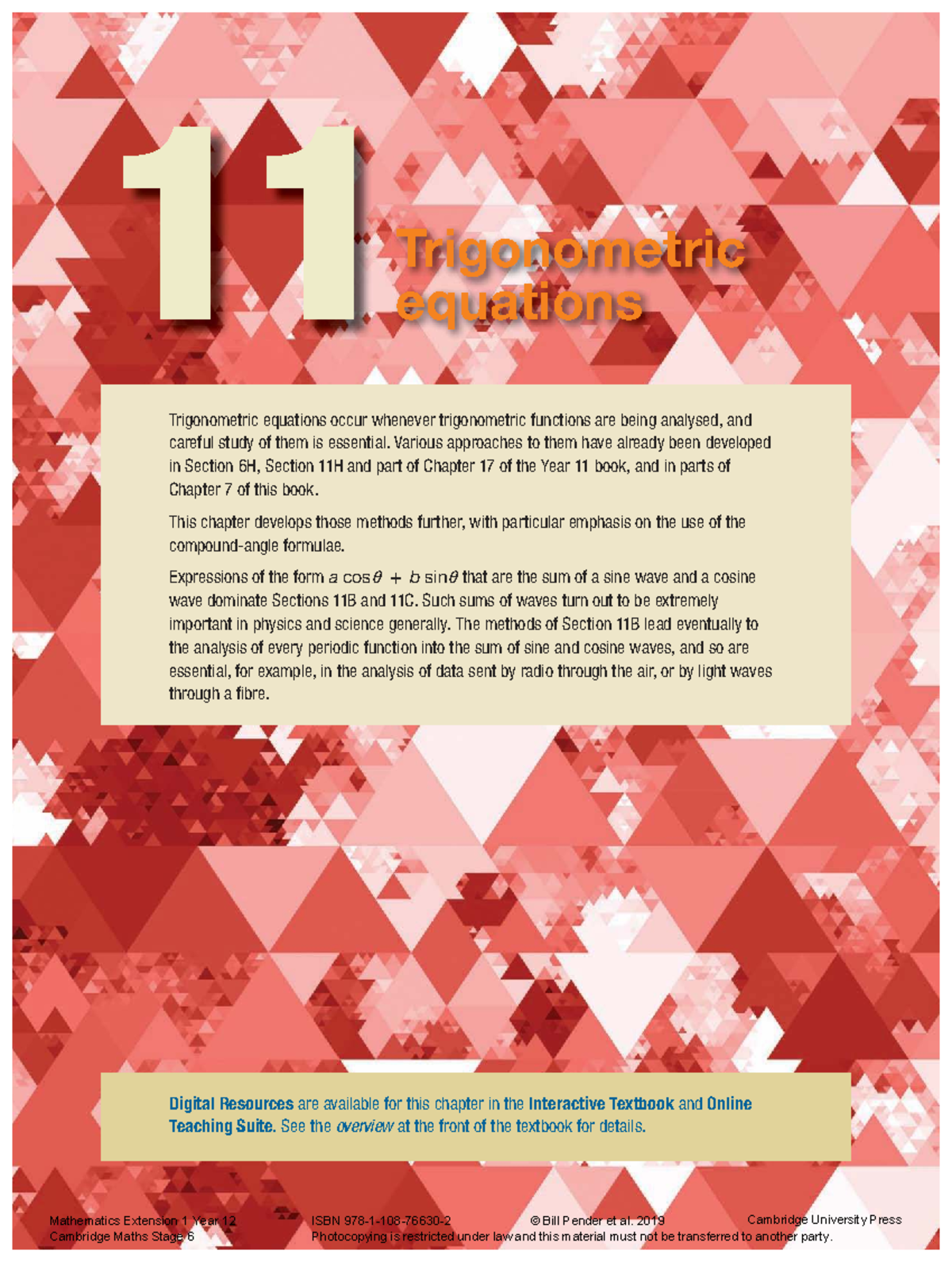 Chapter 11: Trigonometric Equations - Mathematics Extension 1 Year 12 ...