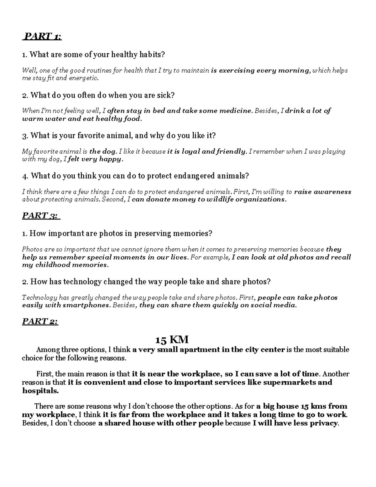 Speaking - Healthy Habits, Memories, and Communication Choices - Studocu