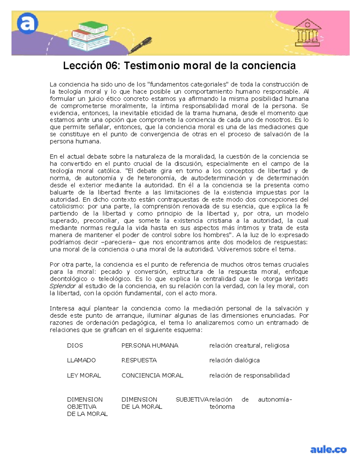 Leccion 06 - Lección 06: Testimonio moral de la conciencia La ...