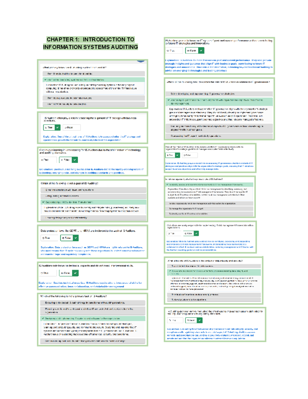 Audcis Reviewer - Accountancy - CHAPTER 1: INTRODUCTION TO INFORMATION SYSTEMS AUDITING CHAPTER ...