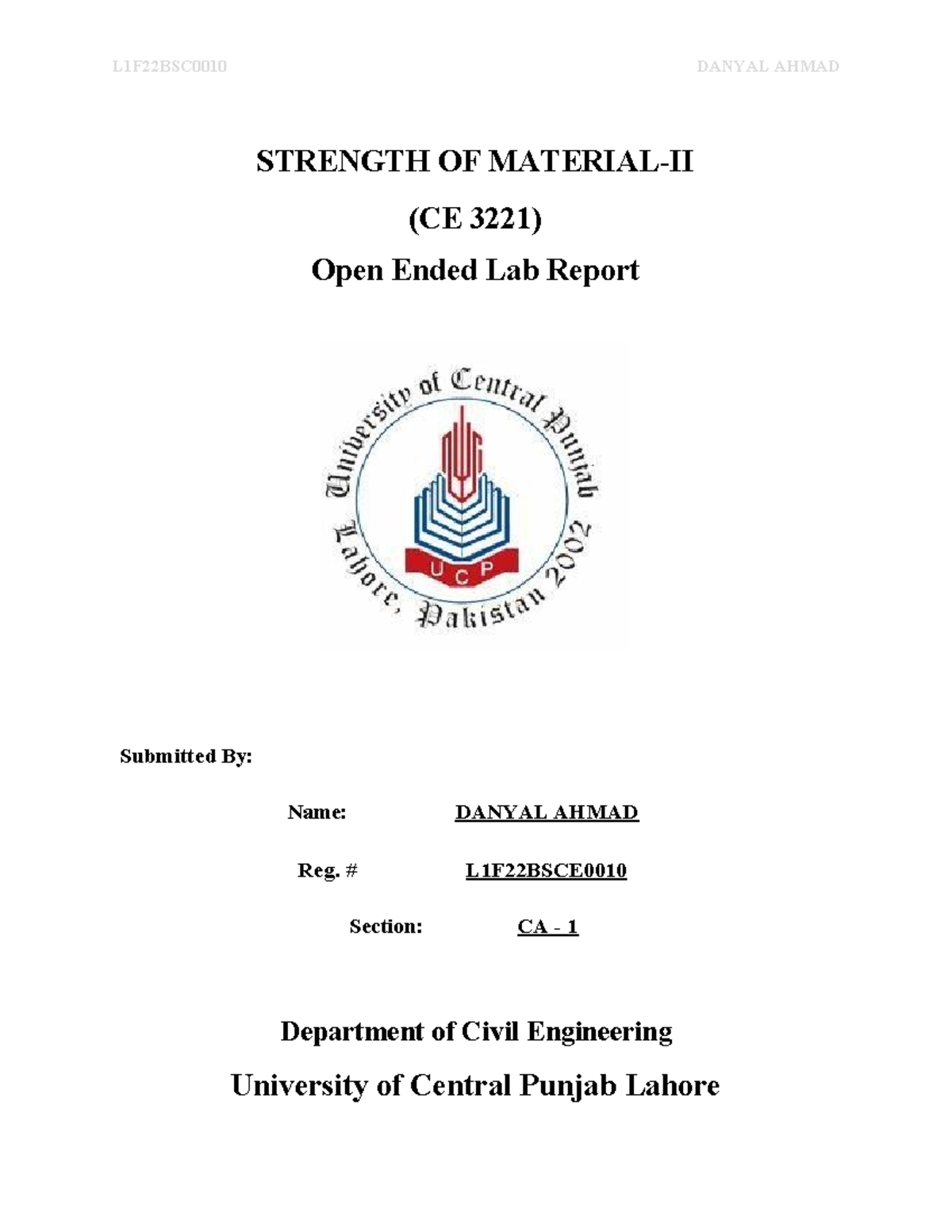 L1F22BSC0010 Strength of Materials: Open Ended Lab Report on Torsion ...