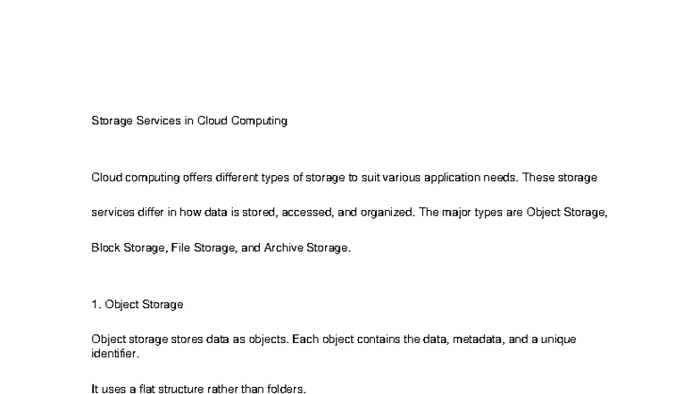 Storage Services in Cloud Computing: Types & Use Cases - Studocu