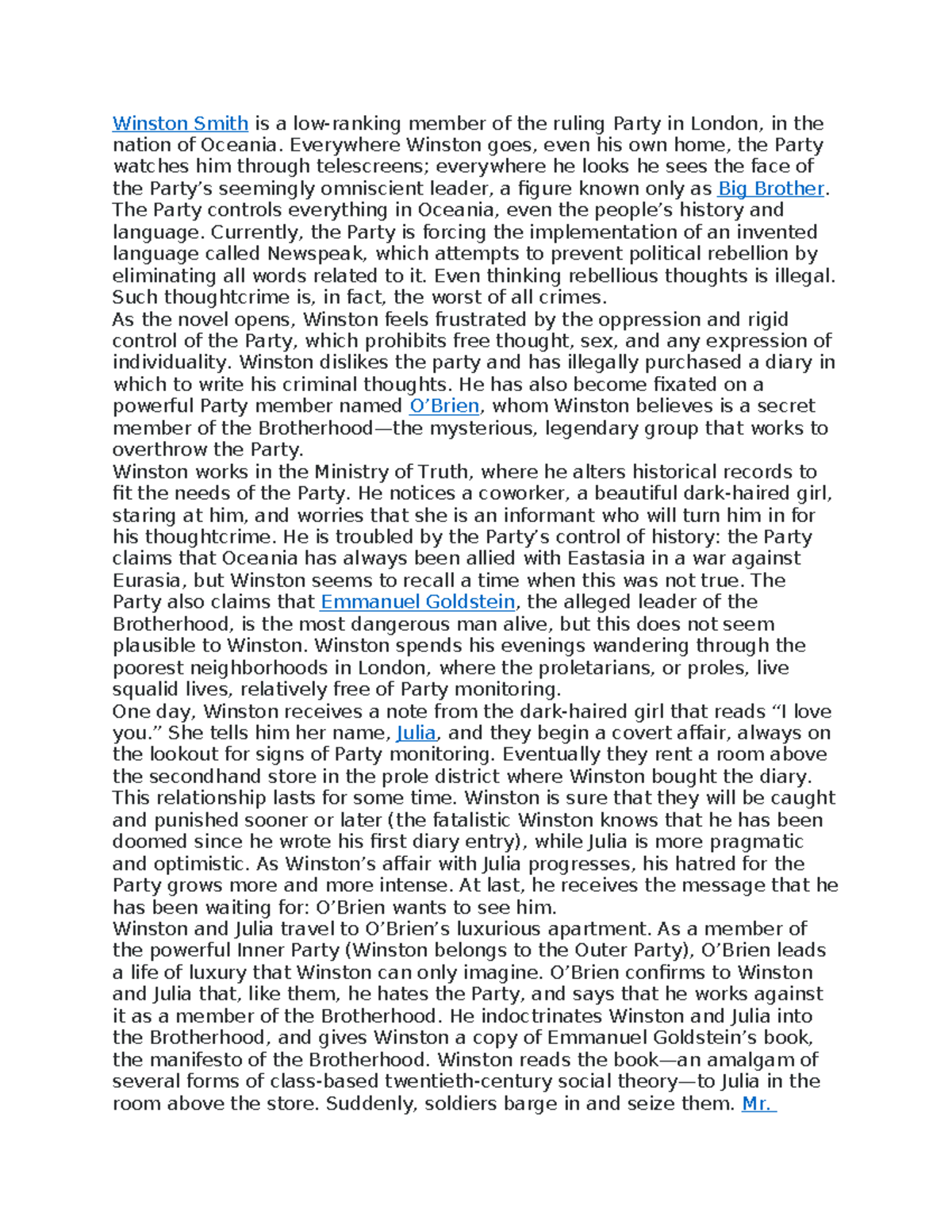 1984: Full Summary of Winston Smith's Struggle Against the Party - Studocu