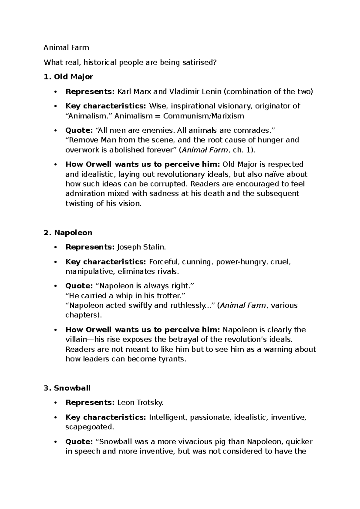 Animal Farm (ENG 101): Satirical Representations of Historical Figures ...