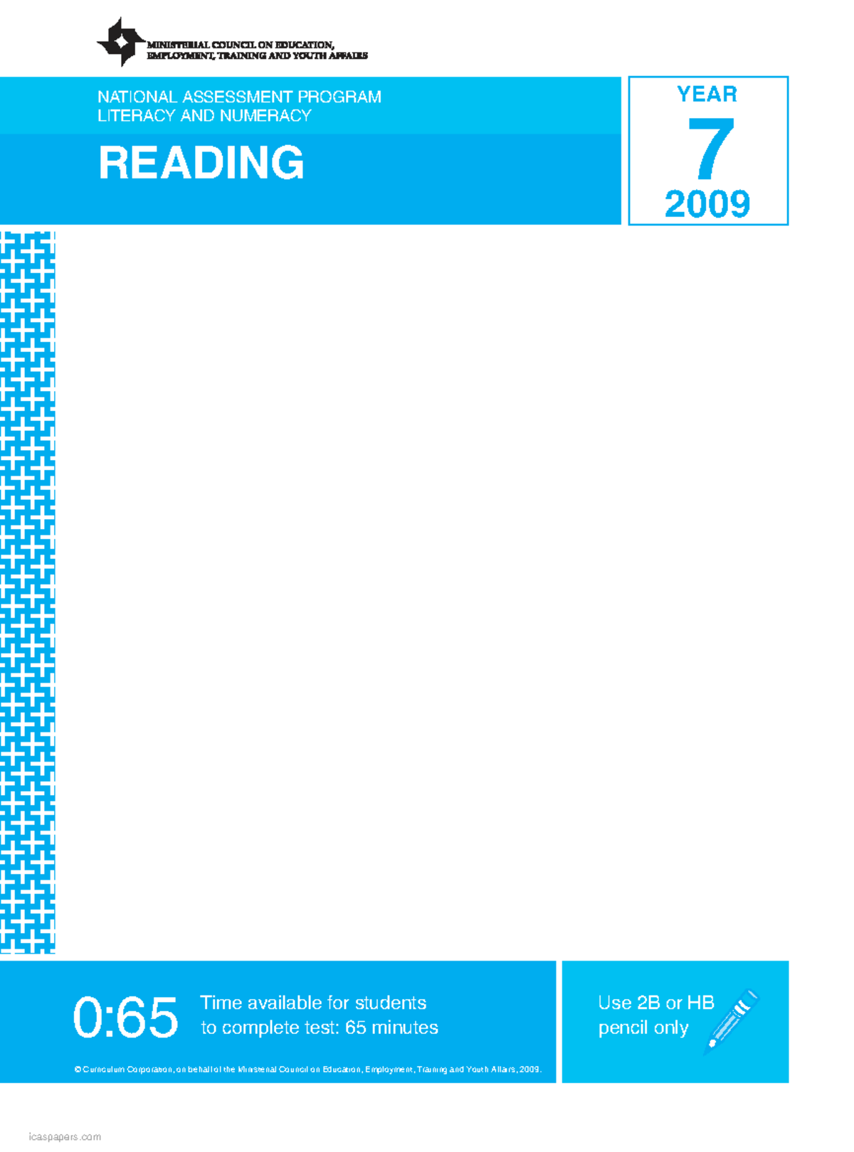 NAPLAN Year 7 Reading Assessment 2009: Test Questions and Answers - Studocu