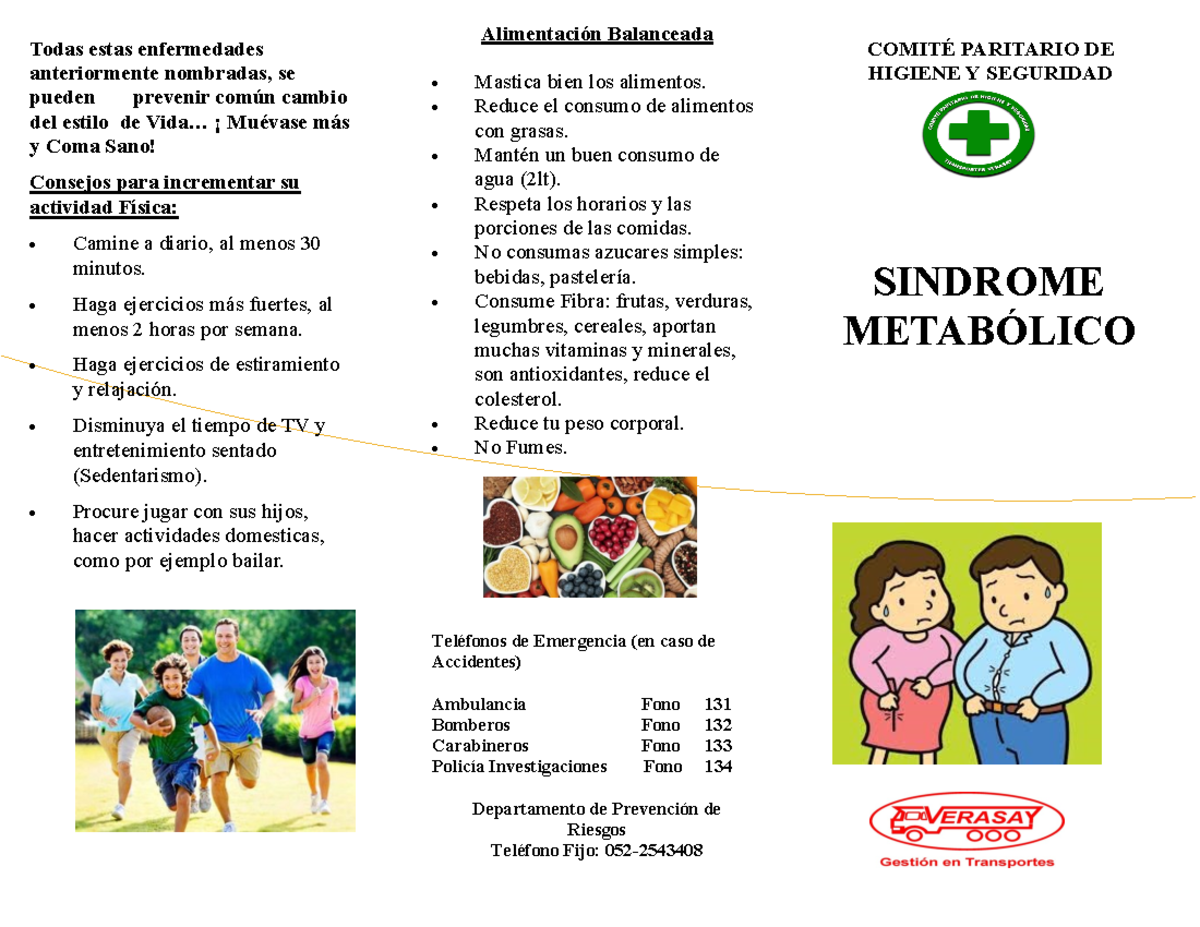 Triptico Sindrome Metabolico (1) - SINDROME METABÓLICO Todas estas ...