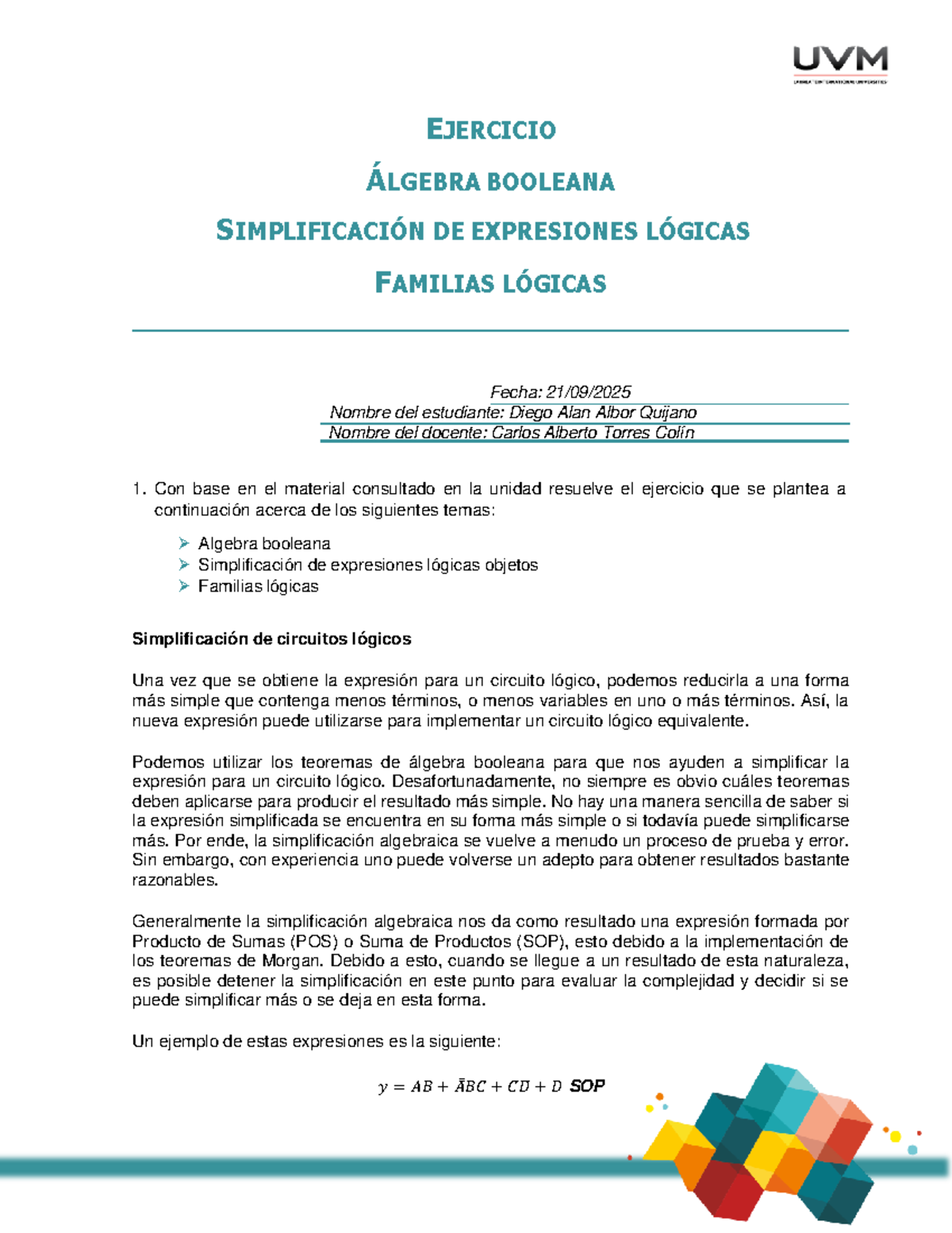 EJERCICIO DE SIMPLIFICACIÓN DE EXPRESIONES LÓGICAS - A#04 - Studocu