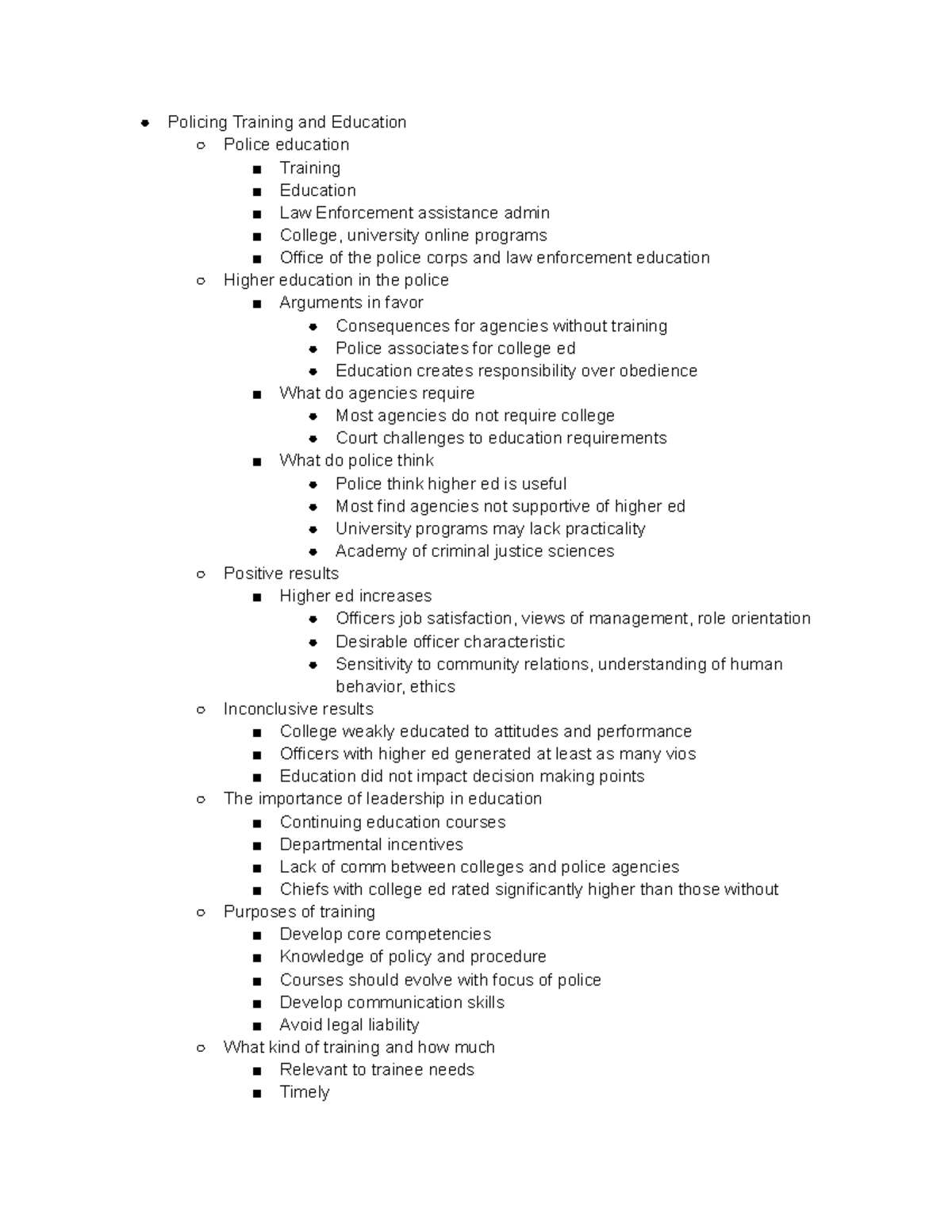 Class 7 - Detailed notes from this lecture - Policing Training and ...
