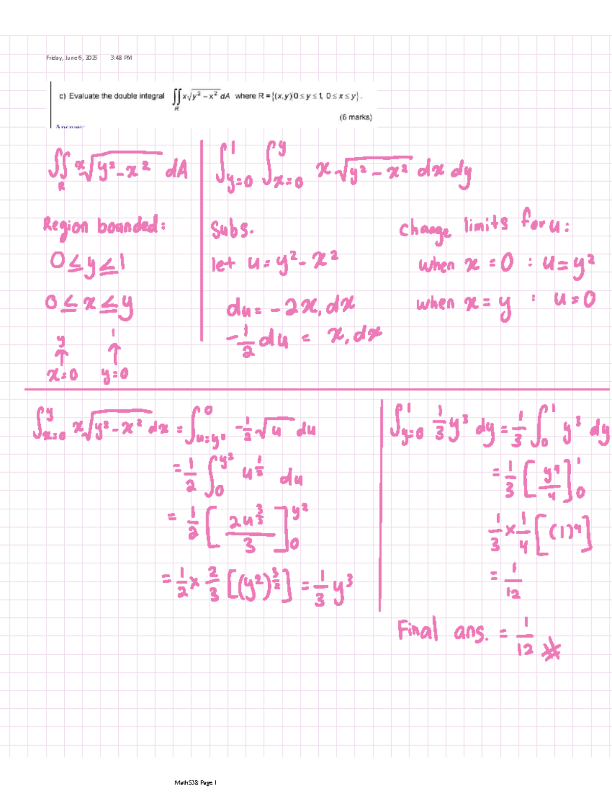 Math538 Chapter 4 Double Integration Evaluation and Solutions - Studocu