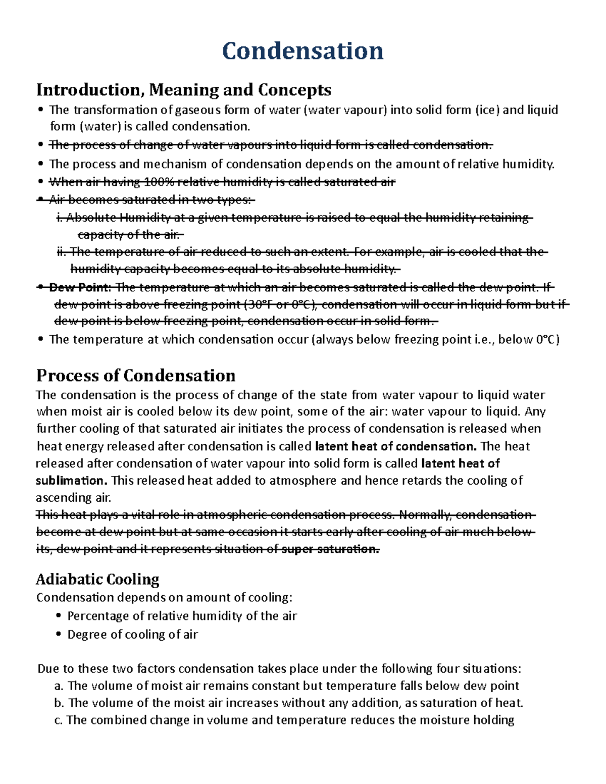 Condensation - NOTES - Condensation Introduction, Meaning and Concepts ...