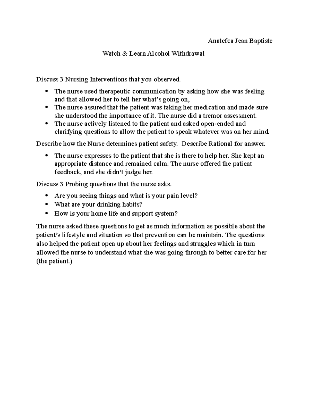 Alcohol - example of assignments - Anatefca Jean Baptiste Watch & Learn ...