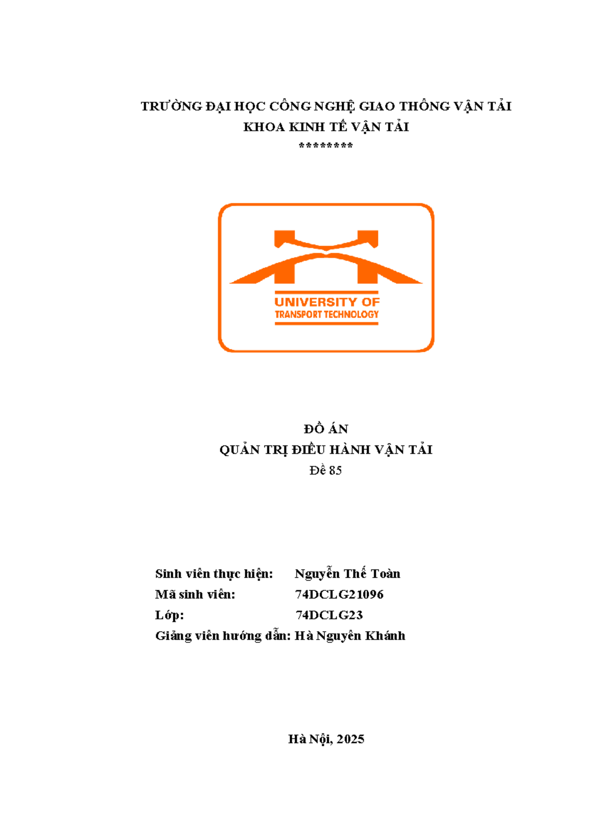 Đồ án Quản Trị Kho Hàng - Đề 85 - Lớp 74DCLG23 - Studocu