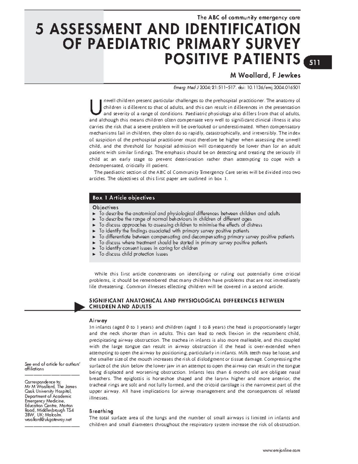Assessment - Primary Survey in Children (2004 ) - 5 ASSESSMENT AND ...