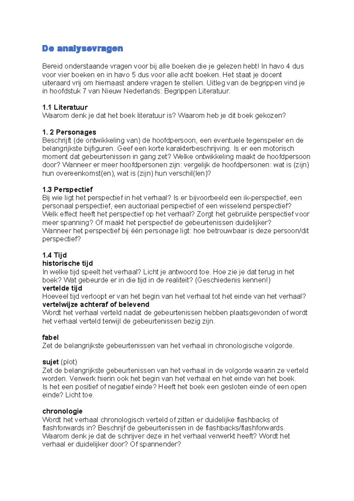 24-25 Vragen voor je Literatuurdossier - Analysevragen per Boek ...