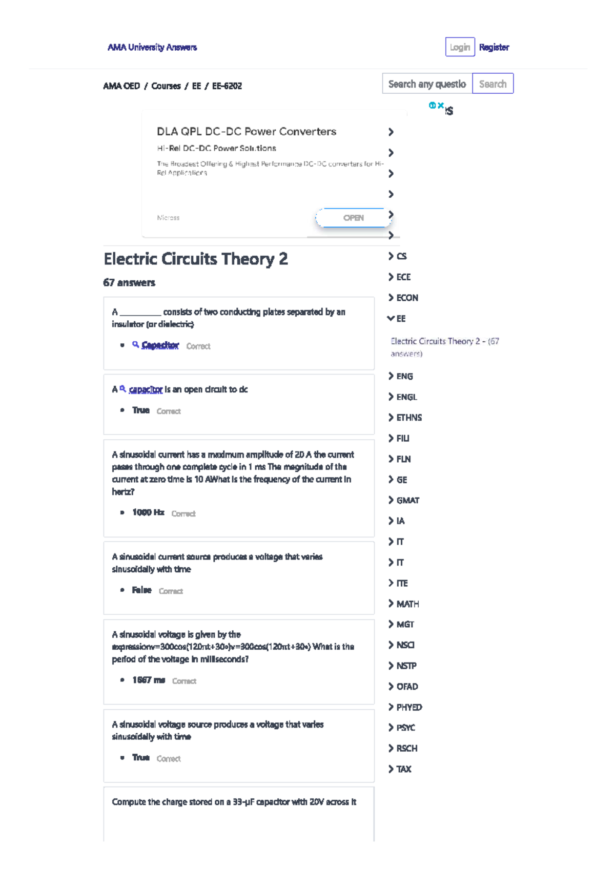 Electric circuits theory 2 (ECE 67) answers and concepts review - Studocu