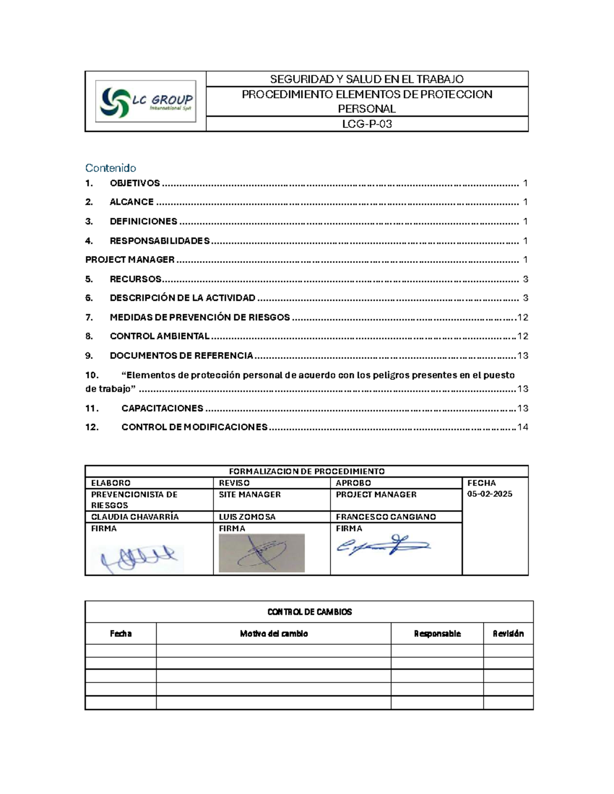 16. LCG-P-03 Procedimiento de Elementos de Protección Personal y ...
