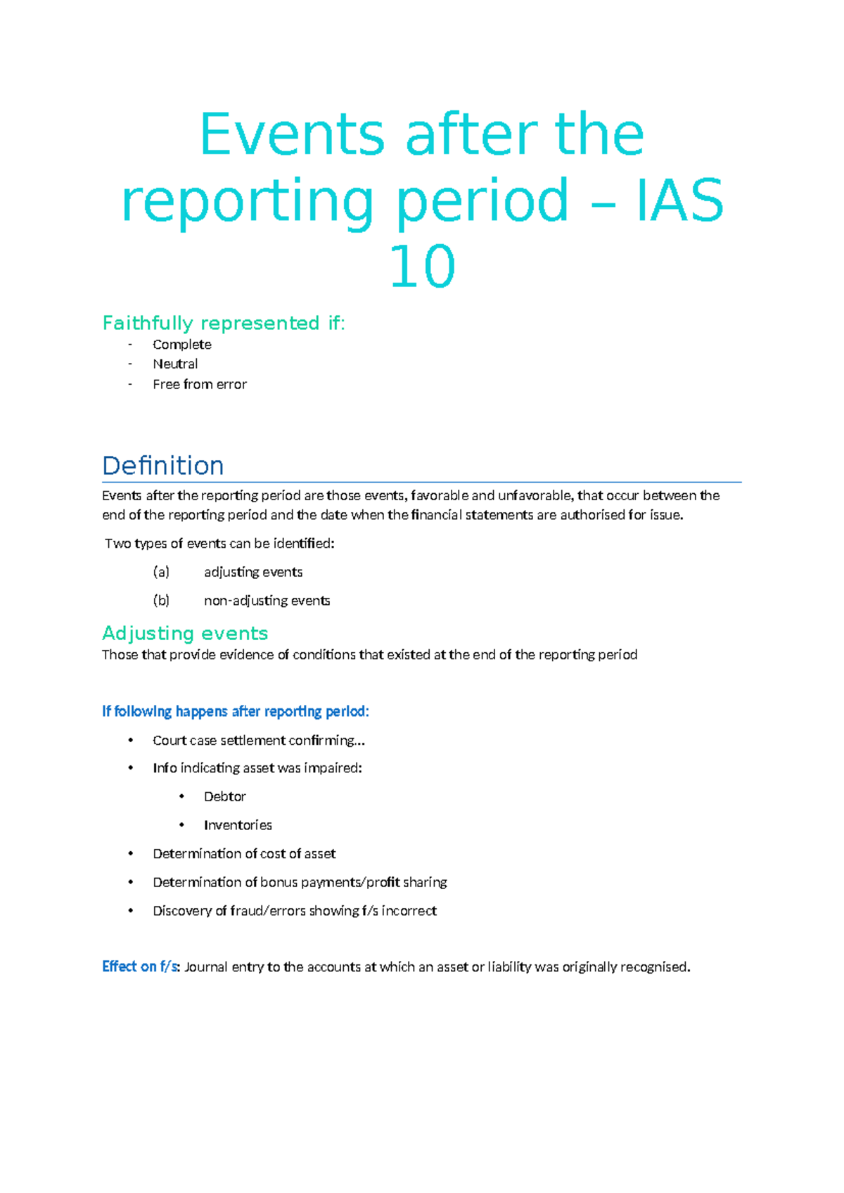 IAS 10 - Events Post Reporting Period - Key Notes and Implications ...