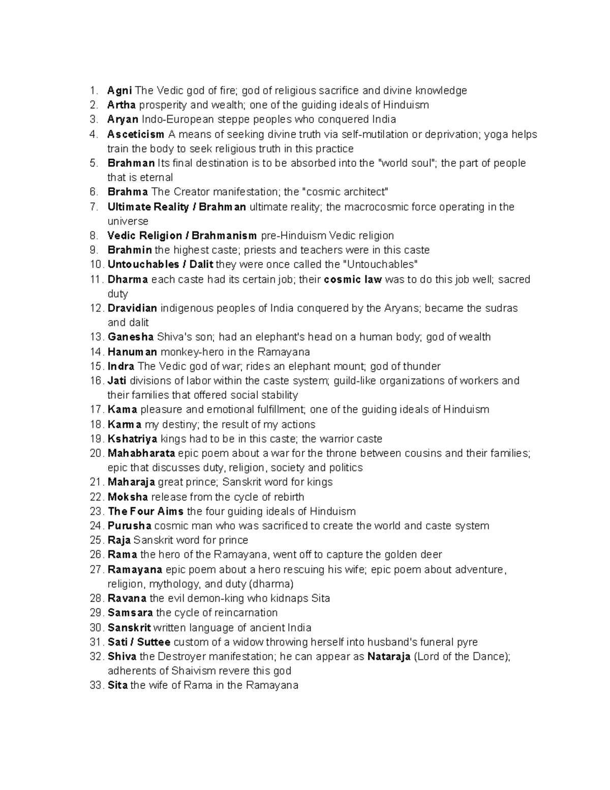 Hinduism Concepts and Terminology: Key Vocabulary and Themes (HIST 101 ...