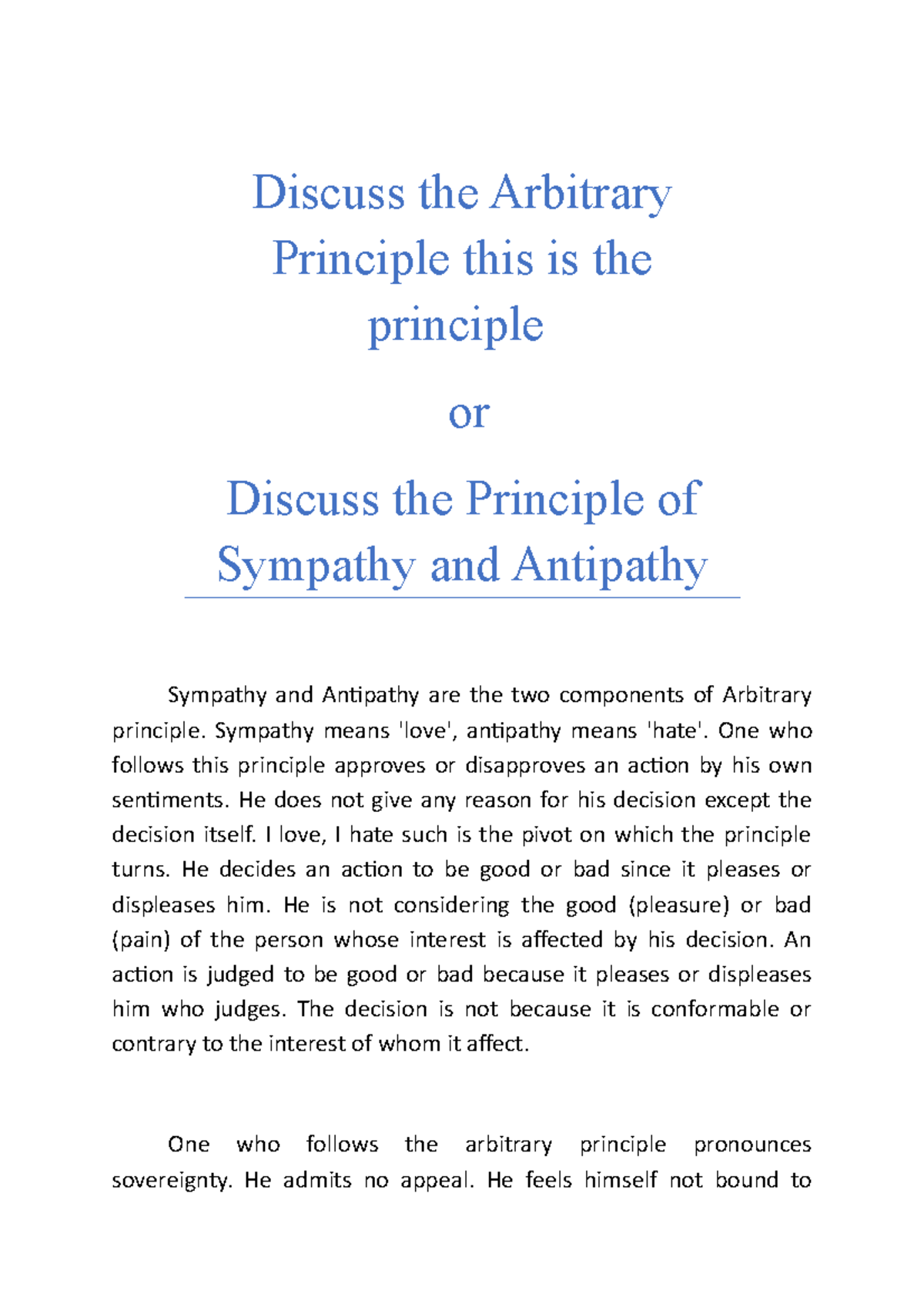 Understanding the Arbitrary Principle: Sympathy and Antipathy Explained ...