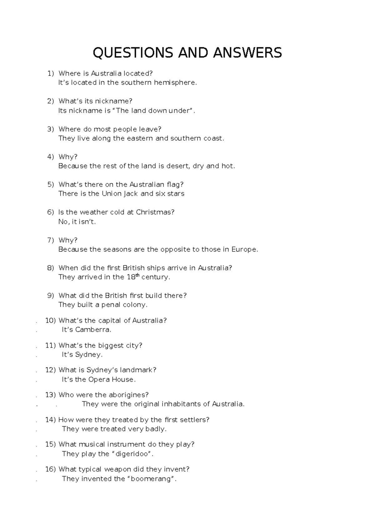 Questions and Answers about Australia: Location, History, and Culture ...
