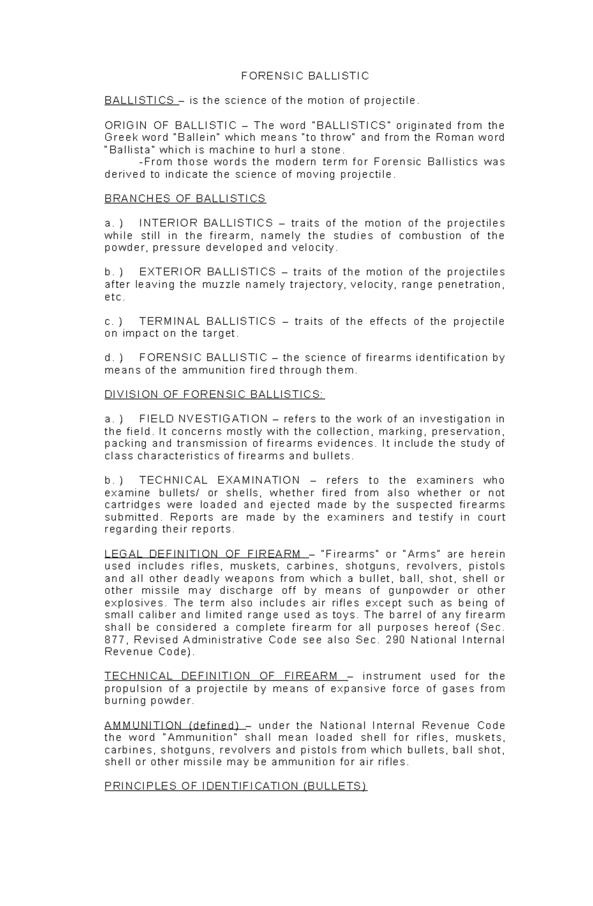 Forensic Ballistics - FORENSIC BALLISTIC BALLISTICS – is the science of ...